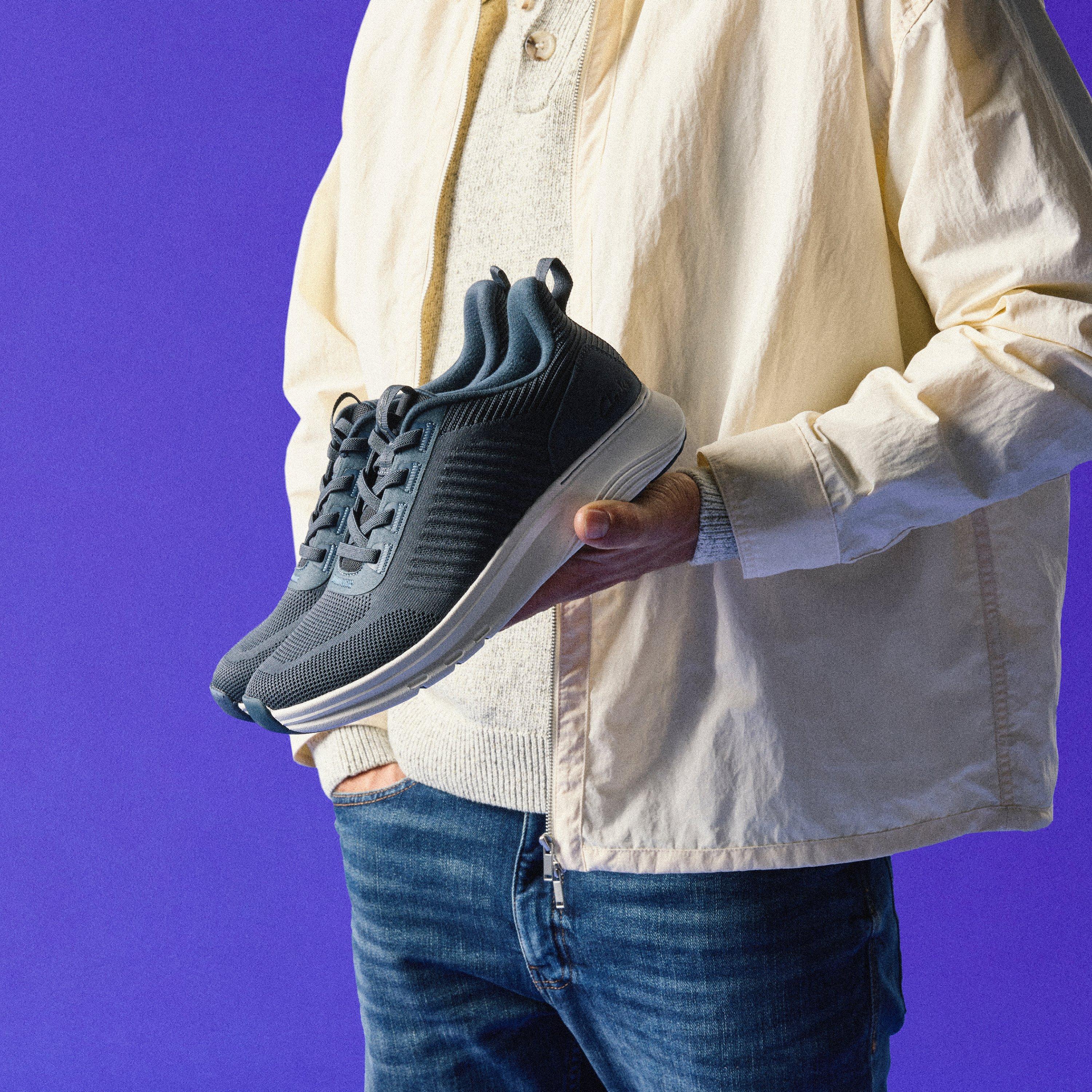 Mens Motion Trek LT Navy Knit Trainers Lace Up Shoes | Clarks UK