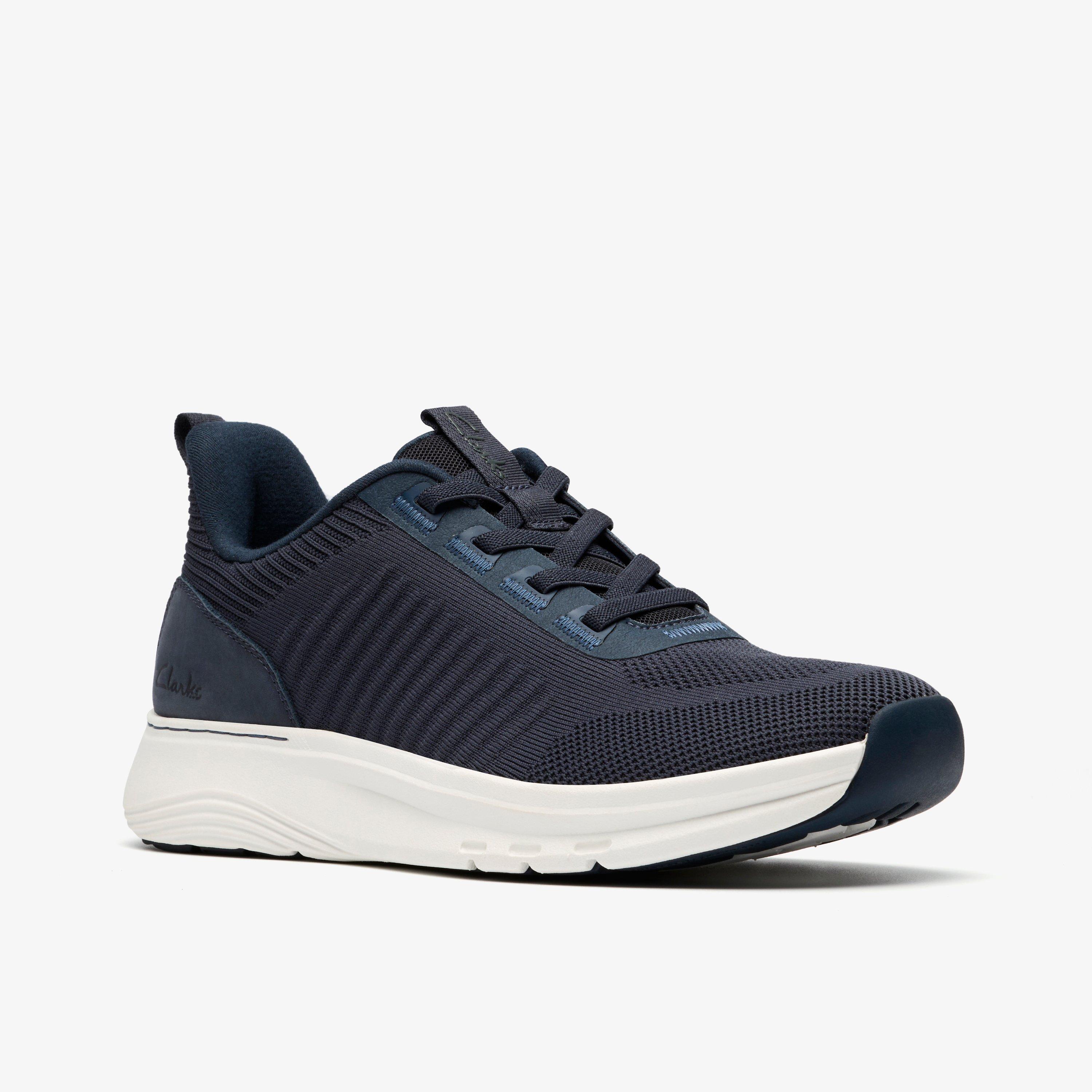 Mens Motion Trek LT Navy Knit Sneakers | Clarks