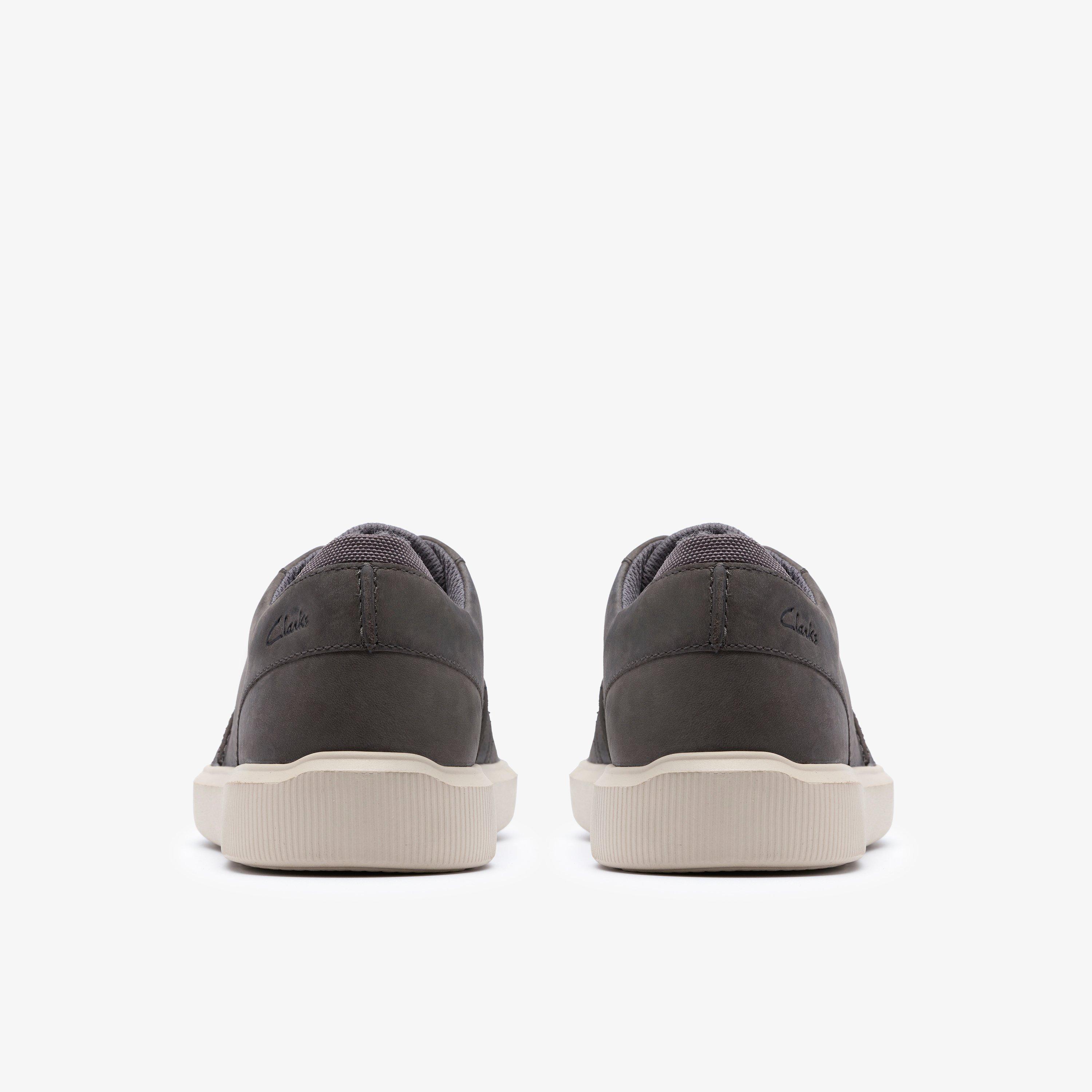 Mens Brodin Seam Dark Grey Leather Lace Up Trainers | Clarks