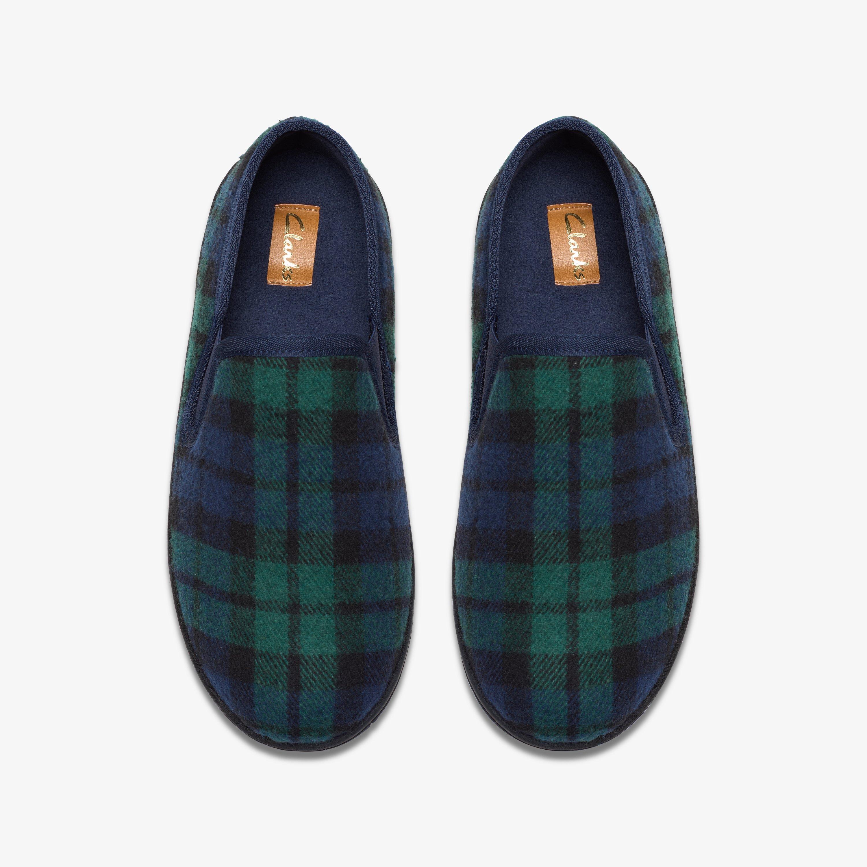 Mens Haworth Ease Navy Check Slippers | Clarks Outlet
