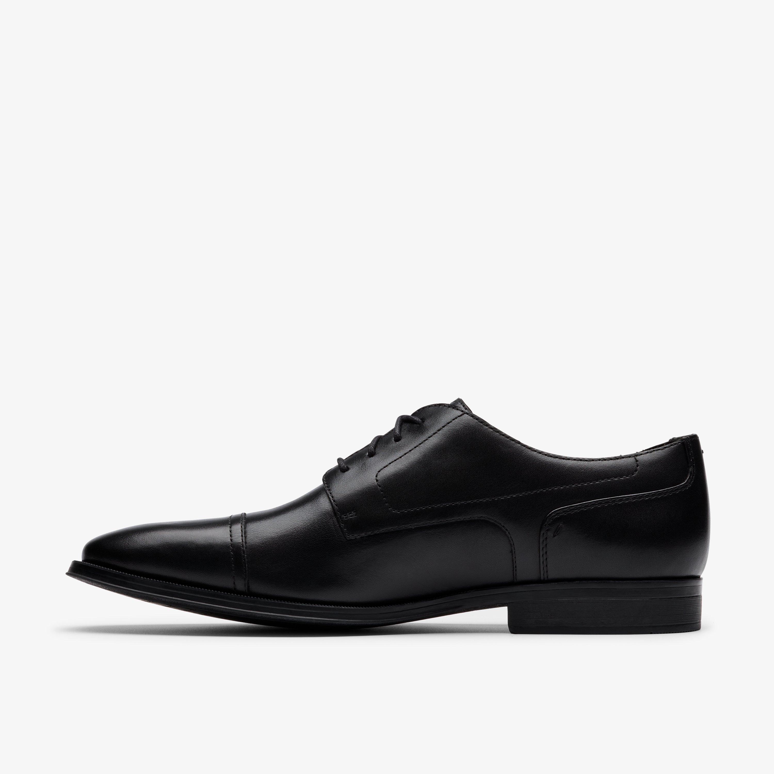 Mens Paulton Cap Black Leather Oxford Shoes Lace Up Shoes | Clarks IE