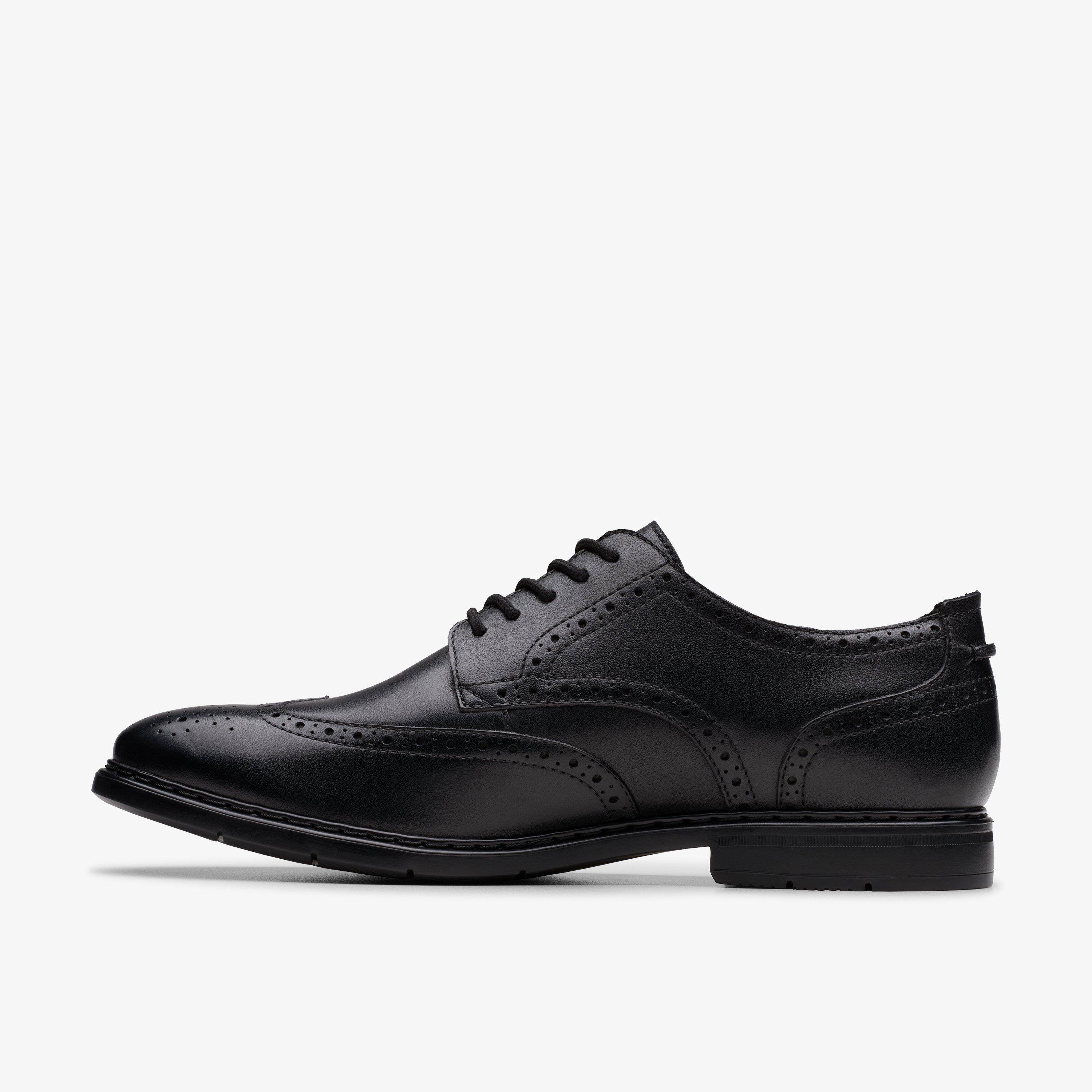 Mens Banbury Tip Black Leather Brogues Lace Up Shoes | Clarks