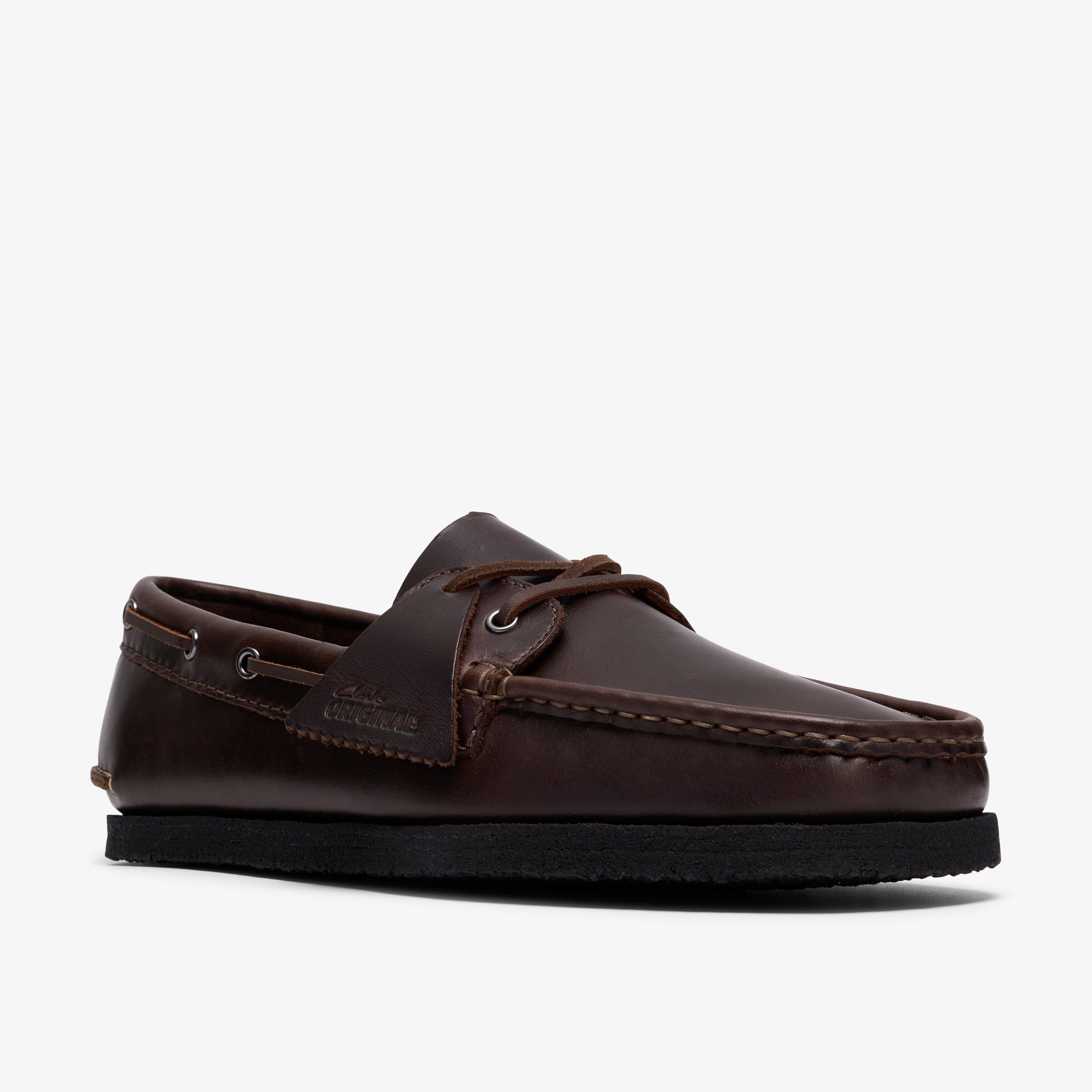 Mens Godney Boat Brown Leather Boat Shoes | Clarks