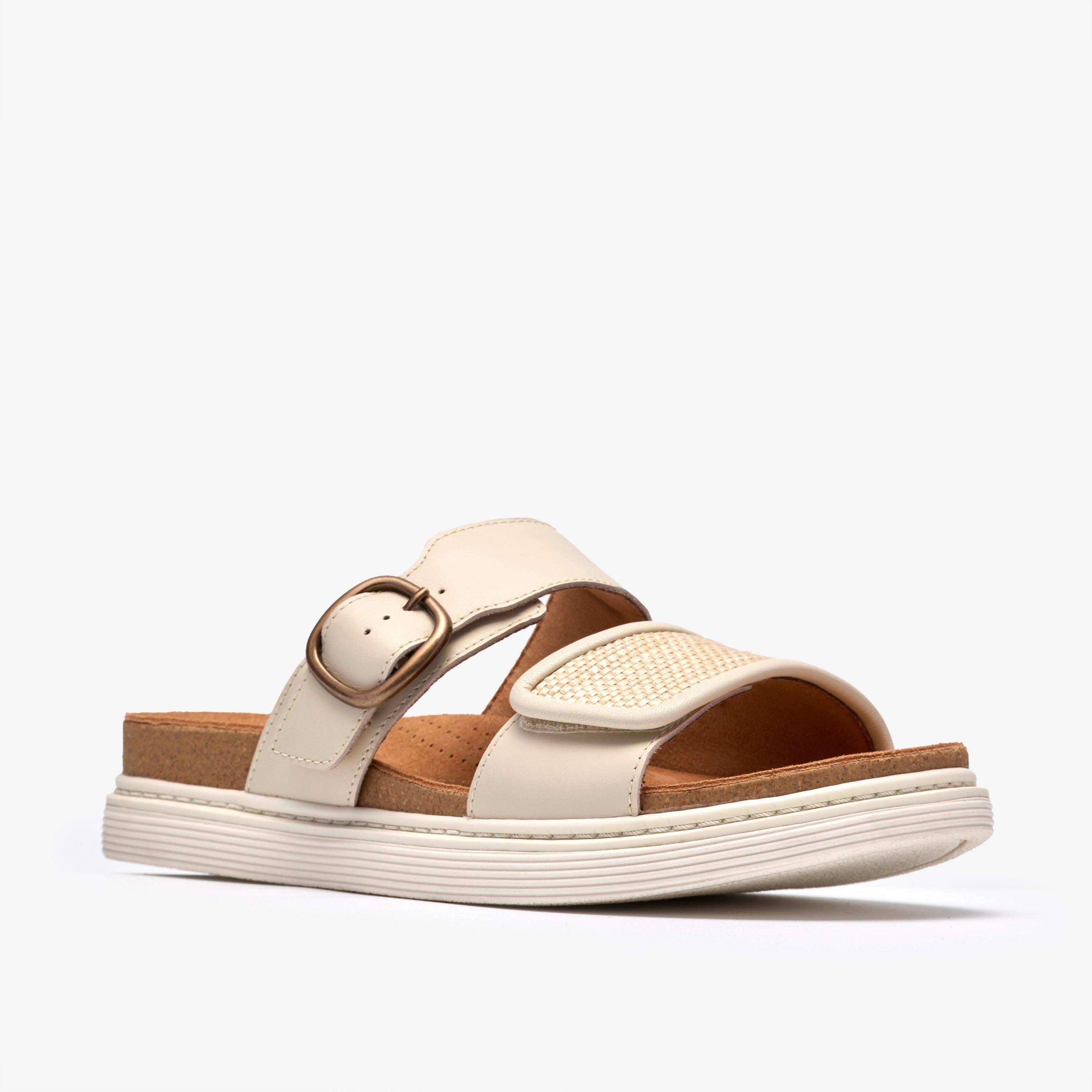 Womens Arwell Step Cream Leather Flat Sandals | Clarks