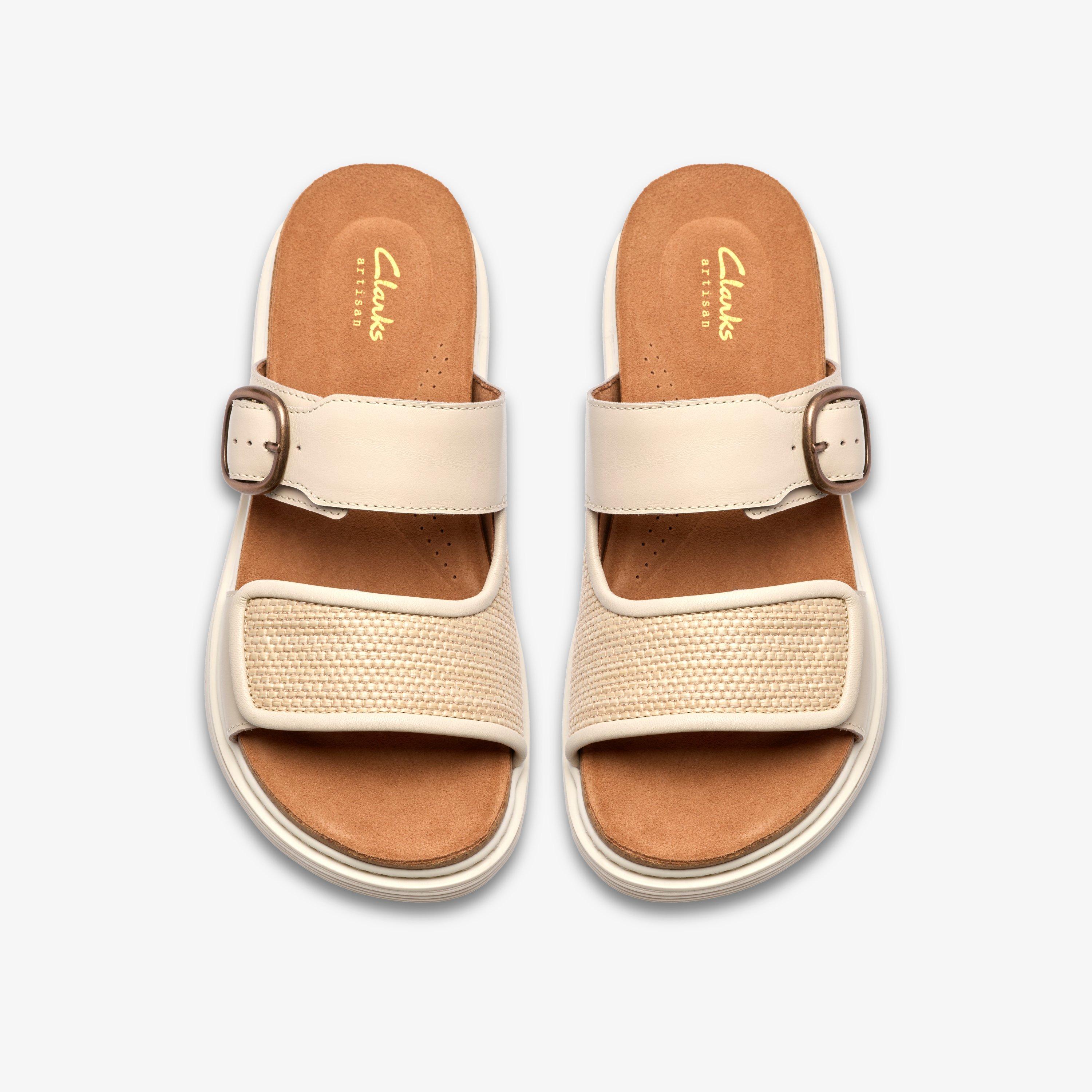 Womens Arwell Step Cream Leather Flat Sandals | Clarks