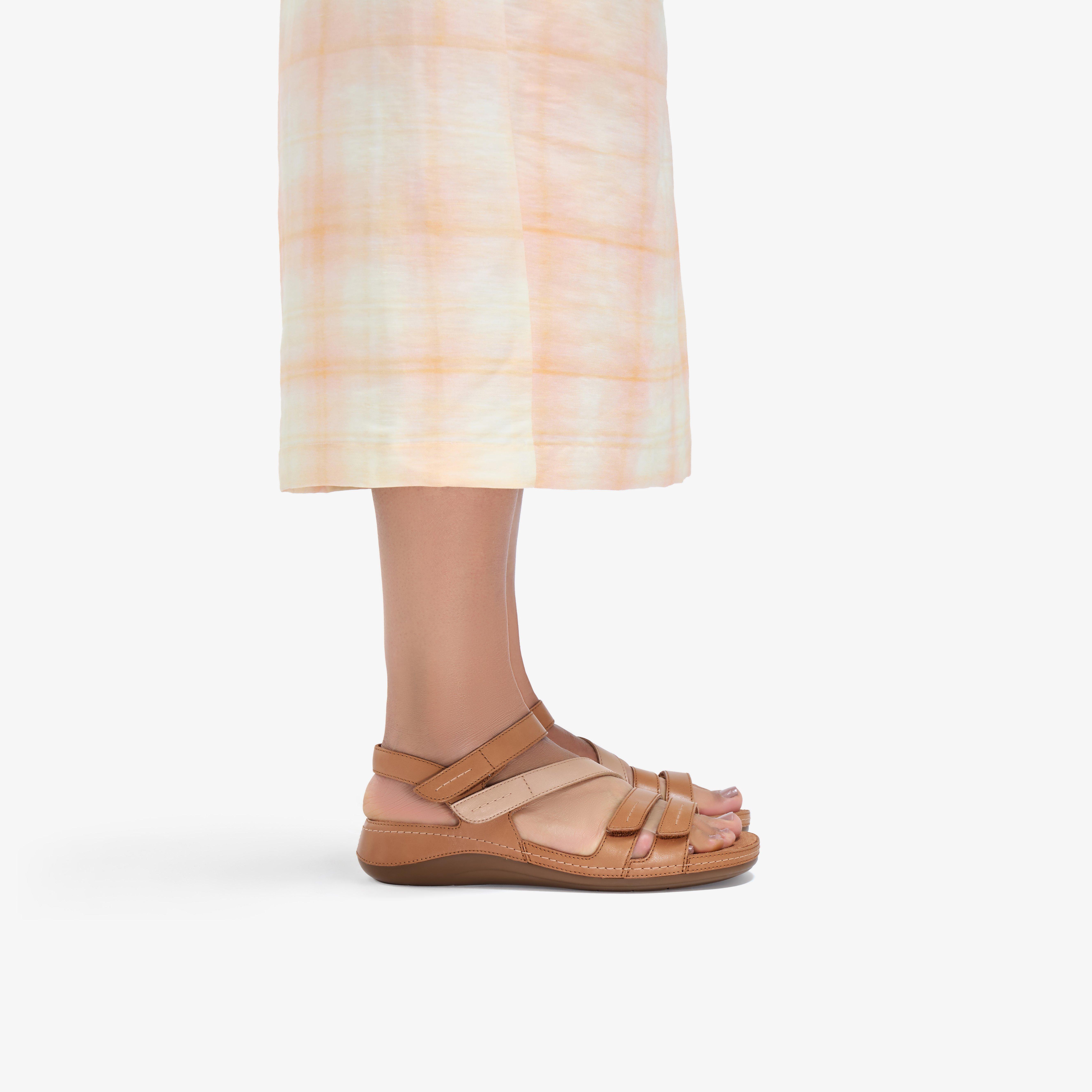 Womens Cecily Mix Beige Combination Flat Sandal | Clarks