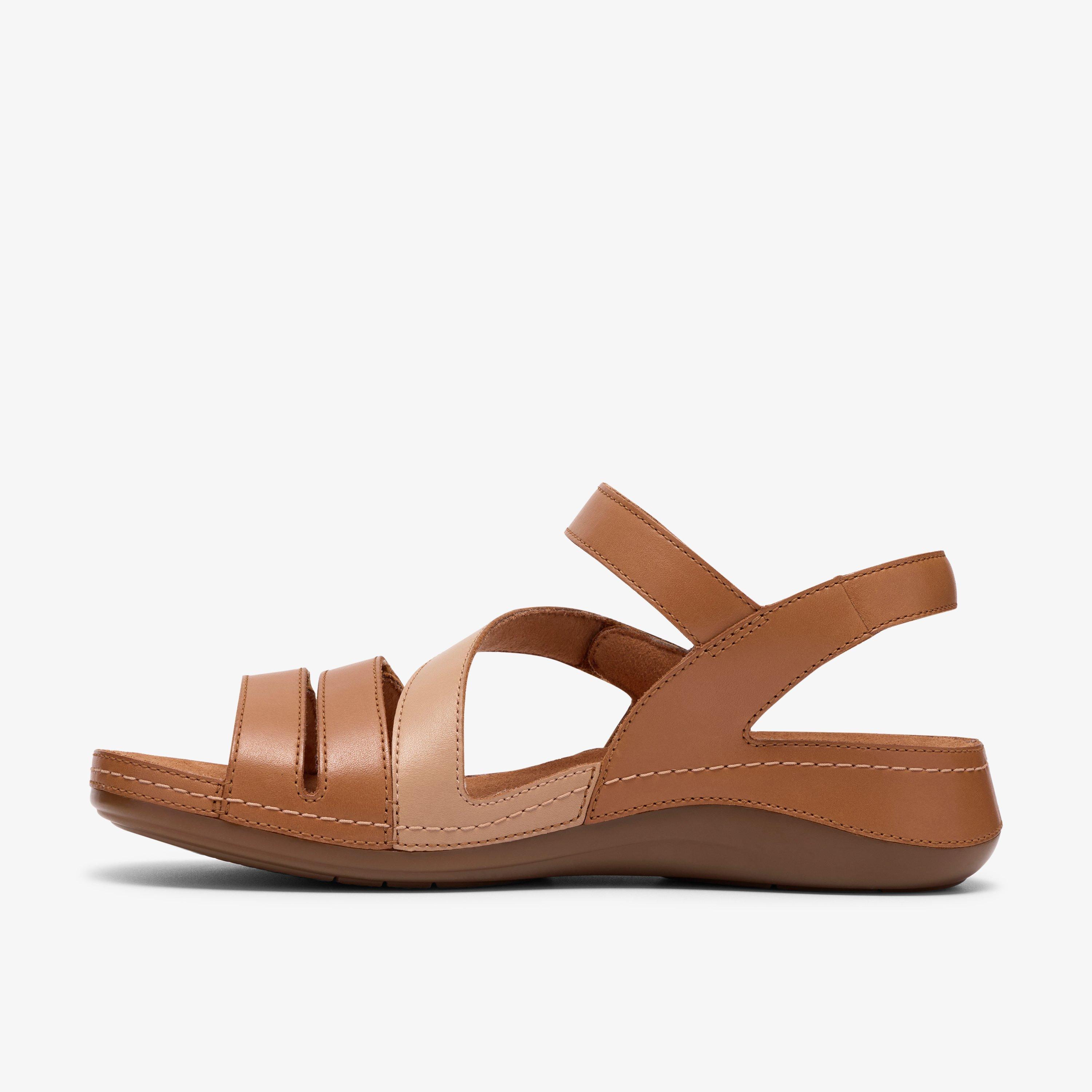 Womens Cecily Mix Beige Combination Flat Sandals | Clarks UK
