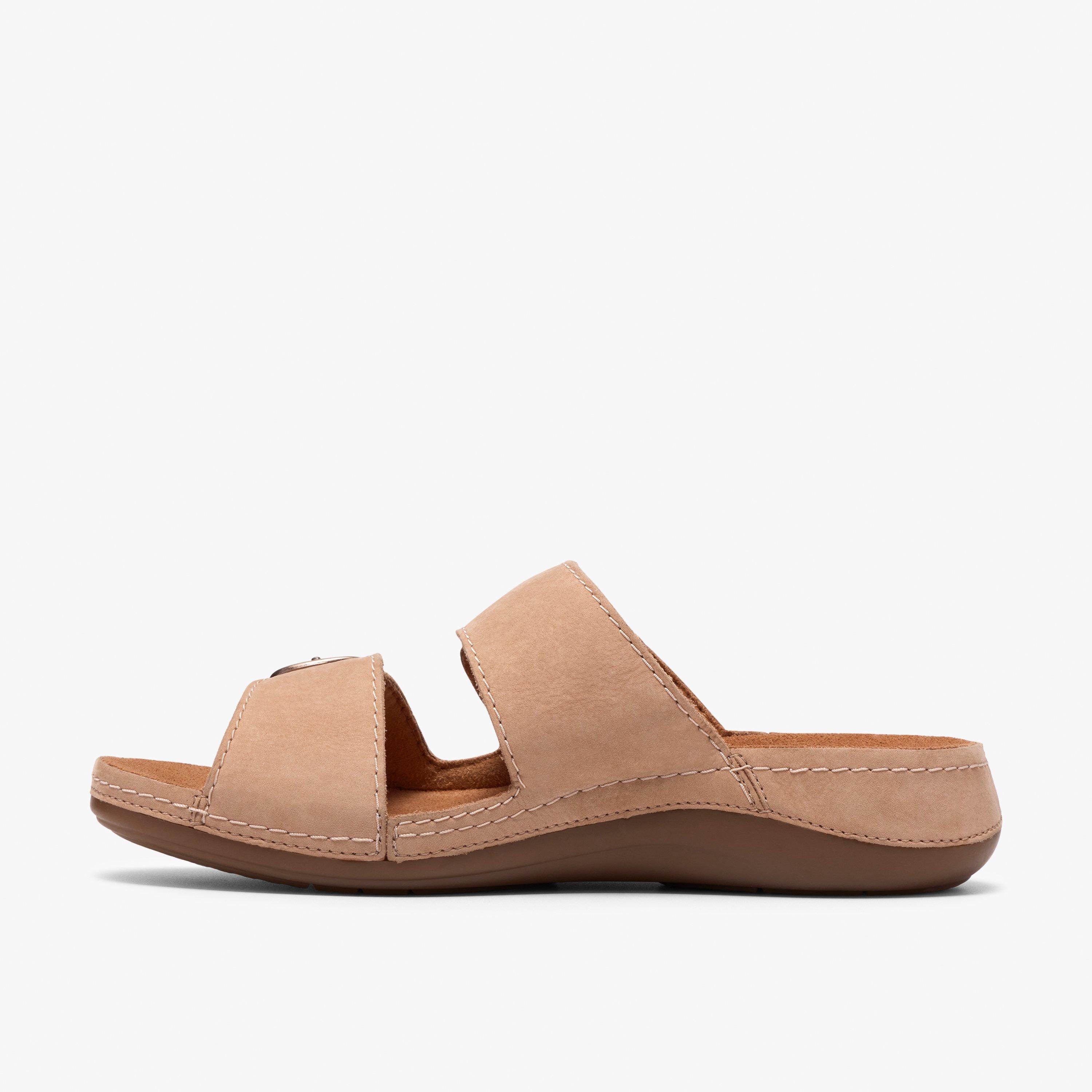 Womens Cecily Step Beige Nubuck Flat Sandals | Clarks