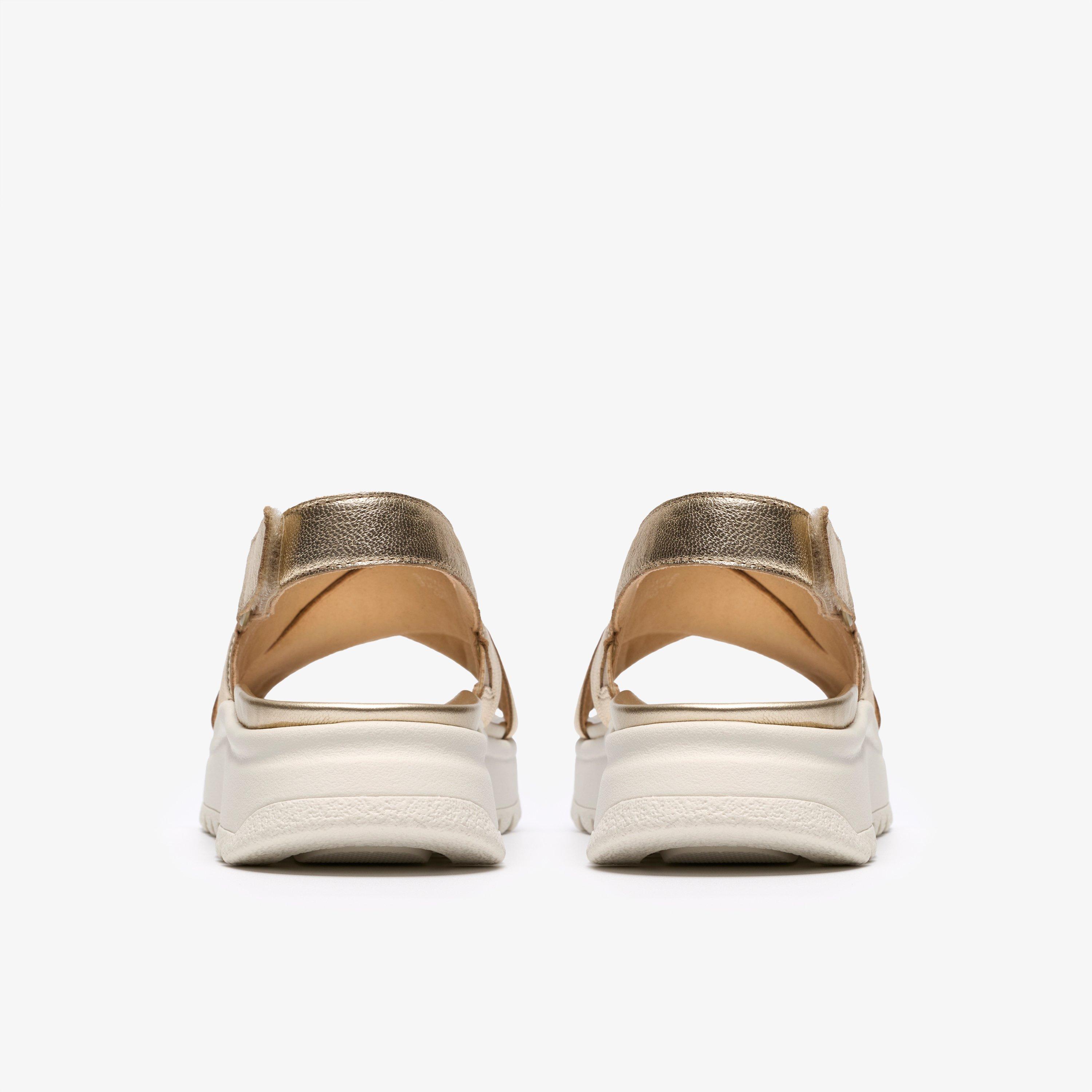 Womens DashLite Wish Gold Leather Flat Sandals | Clarks UK