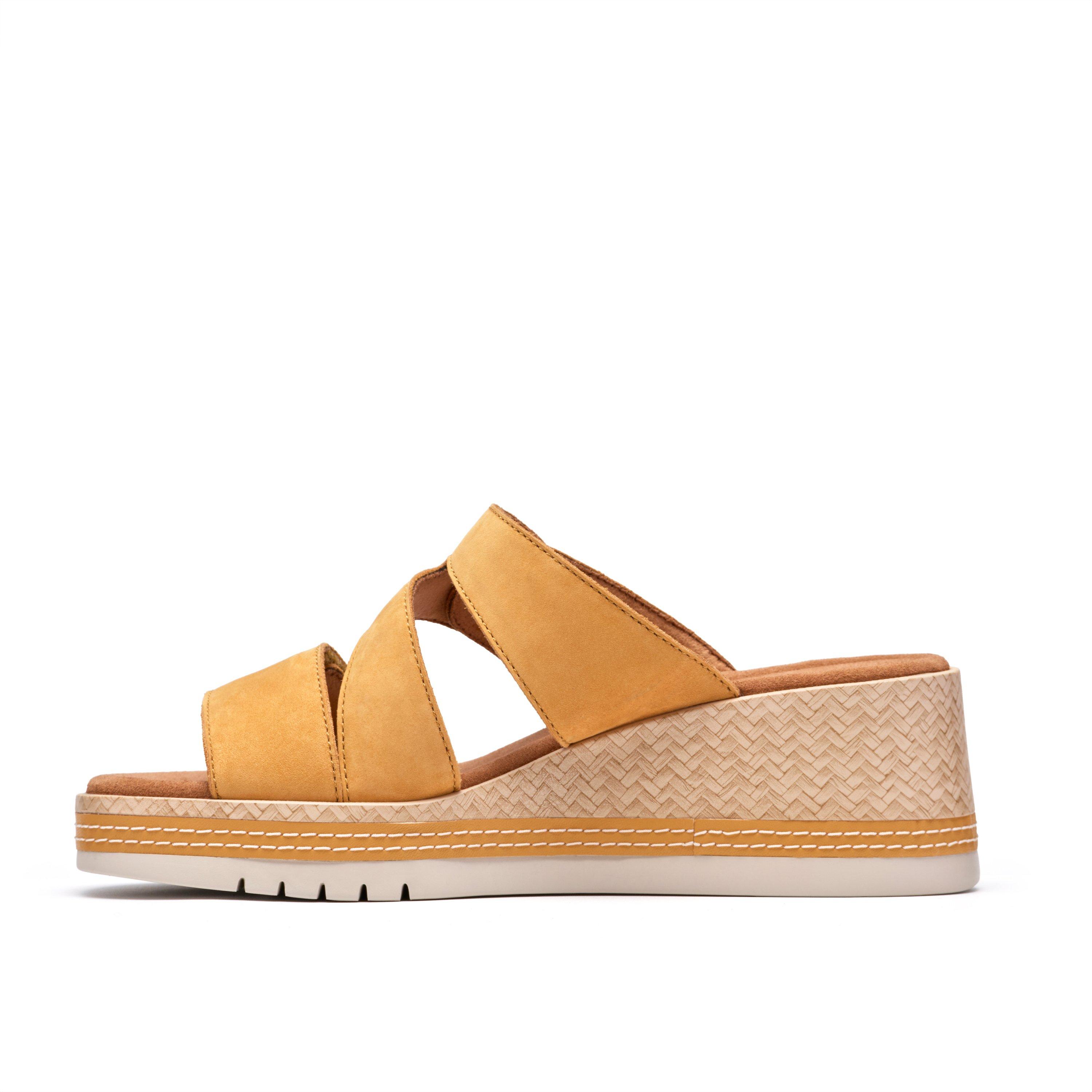 Womens Kidiki Cove Yellow Nubuck Wedges | Clarks