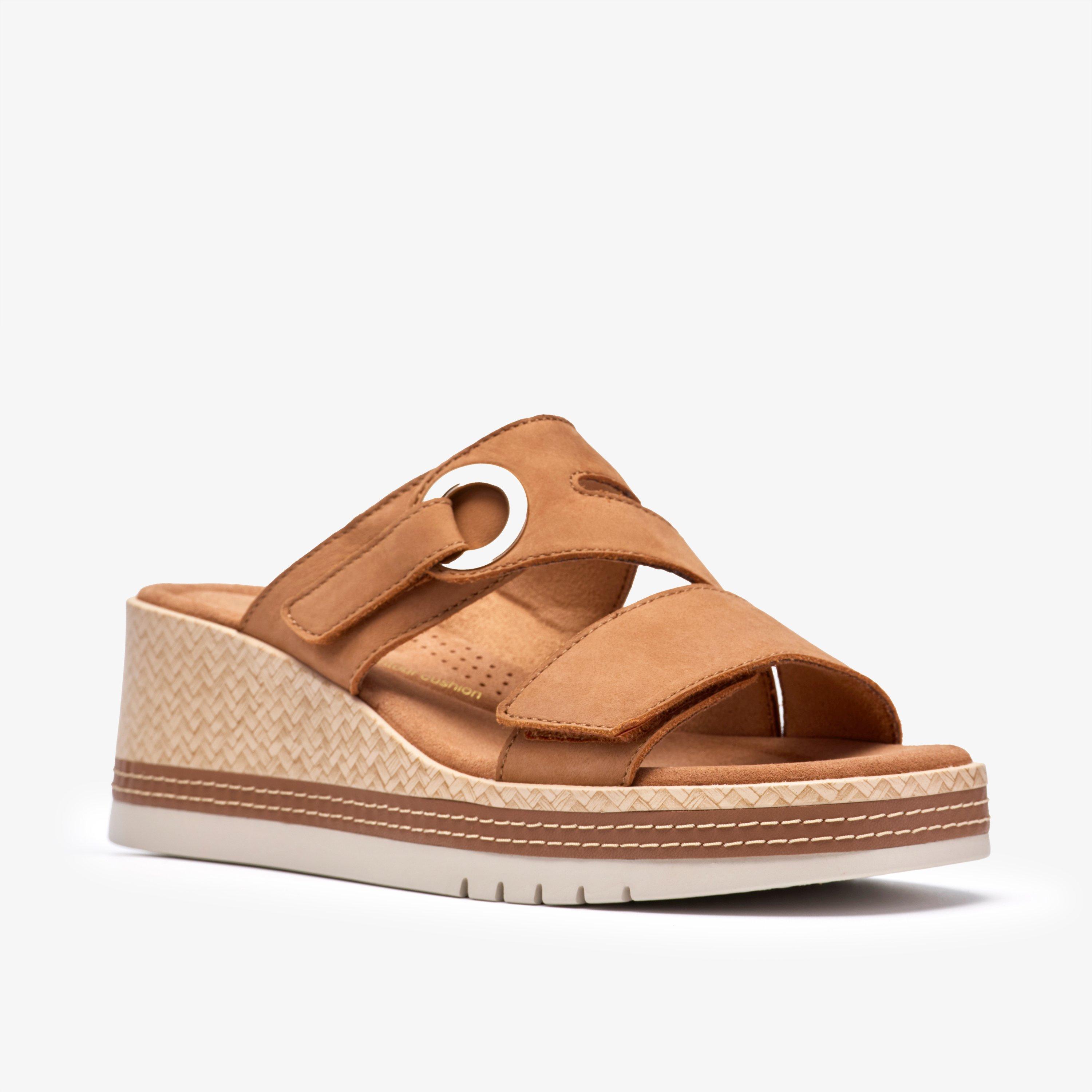 Womens Kidiki Cove Tan Nubuck Wedges | Clarks