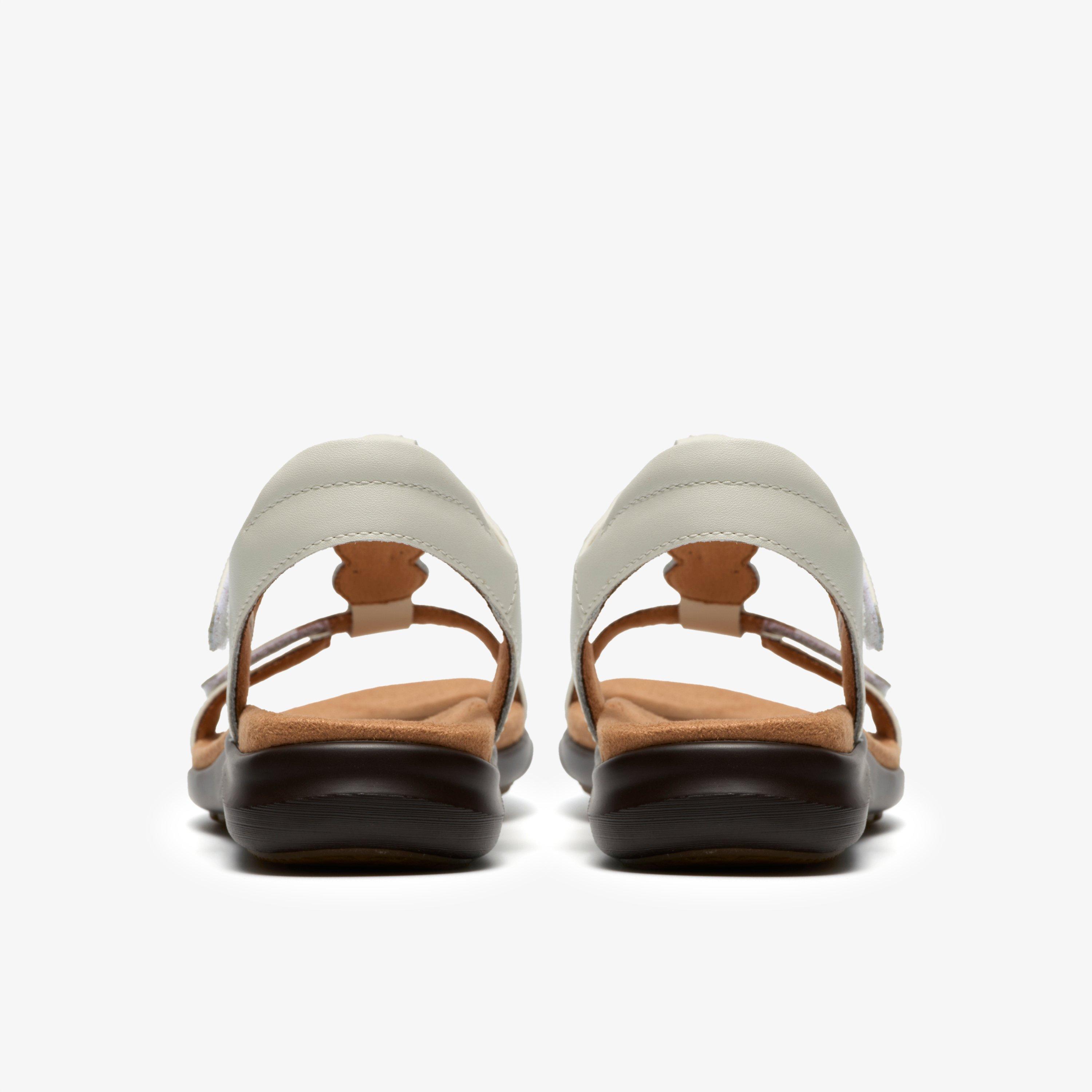 Womens Kitly Gem White Leather Flat Sandals | Clarks