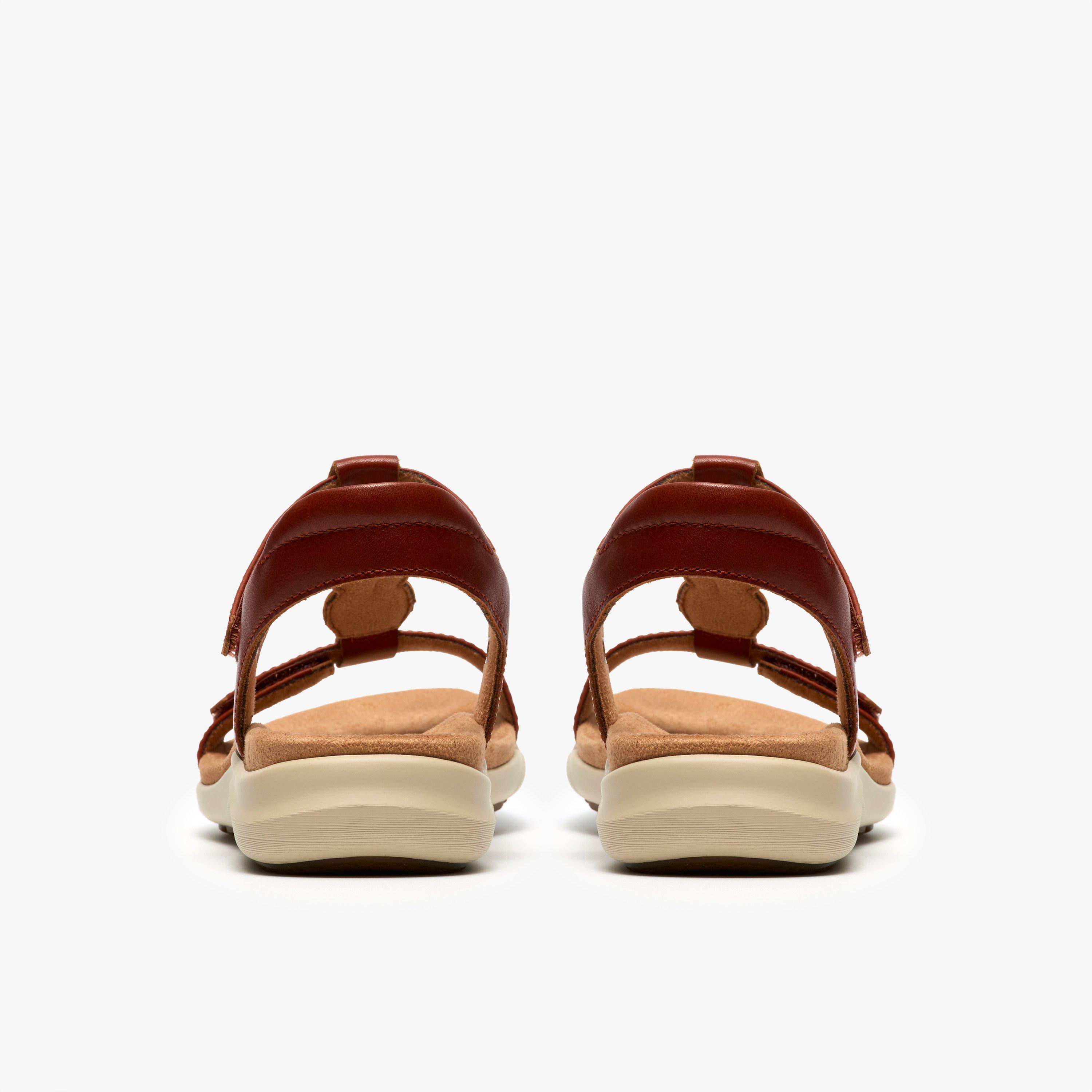 Womens Kitly Gem Burnt Orange Leather Flat Sandals | Clarks