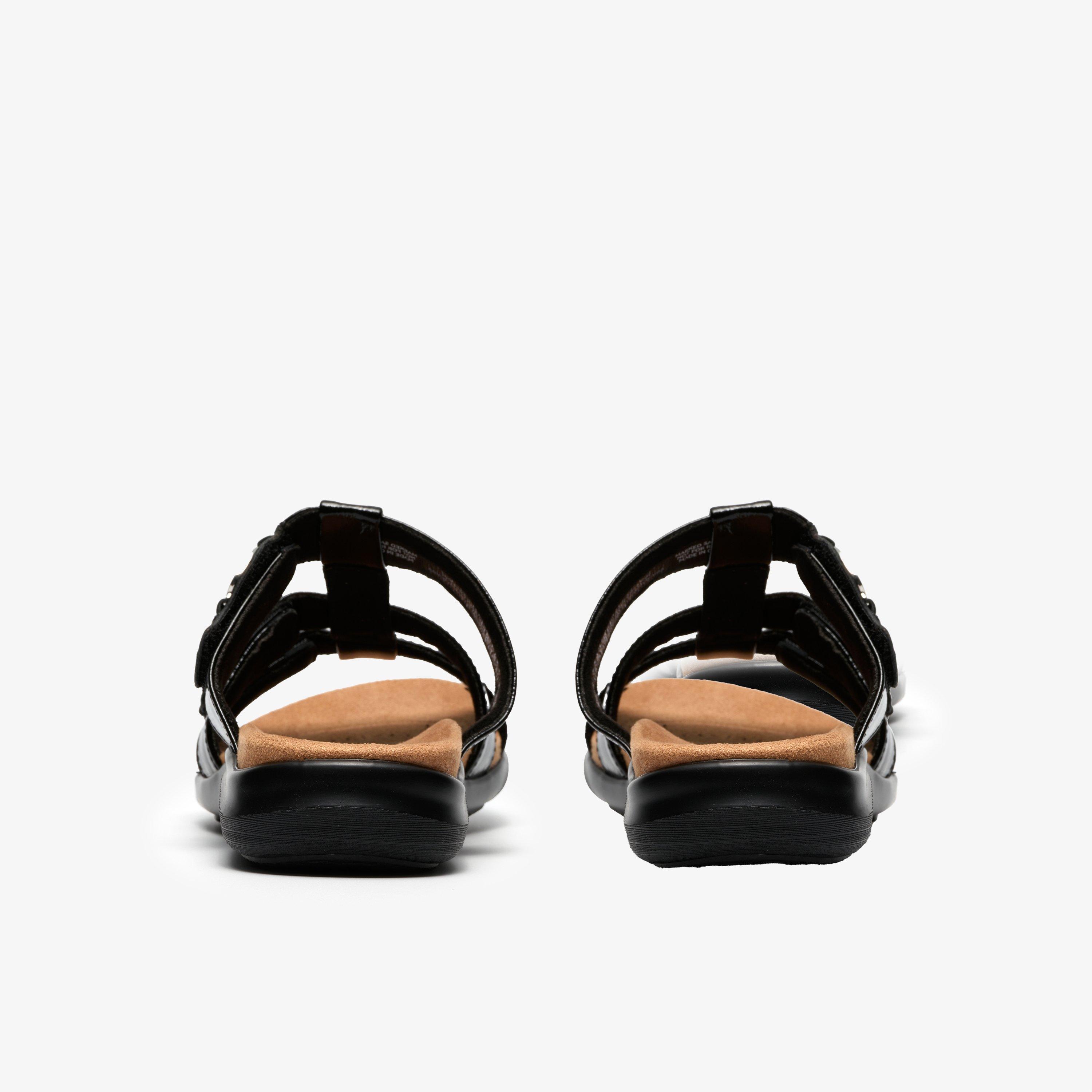 Womens Kitly Pearl Black Patent Flat Sandals | Clarks