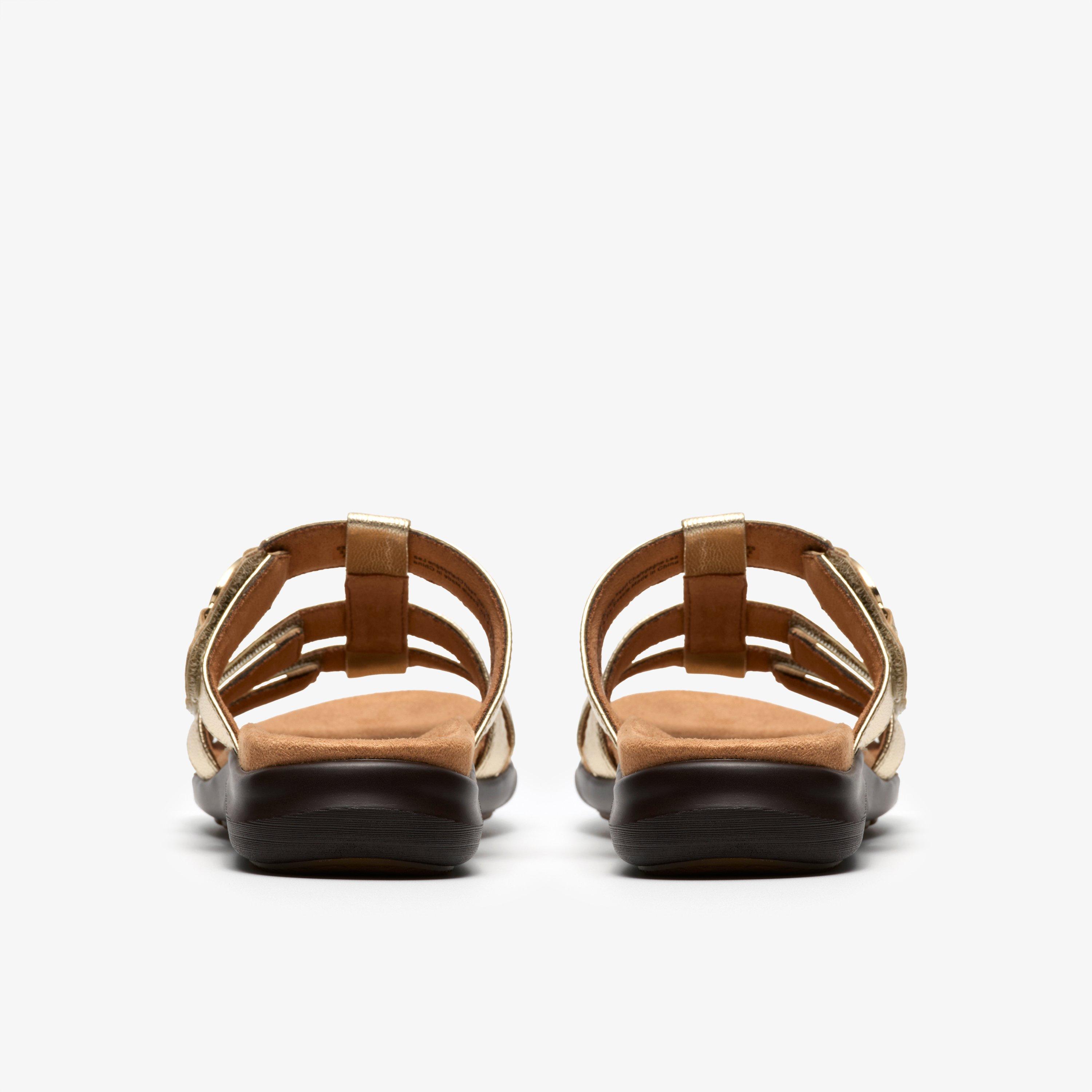 Womens Kitly Pearl Champagne Leather Flat Sandals | Clarks