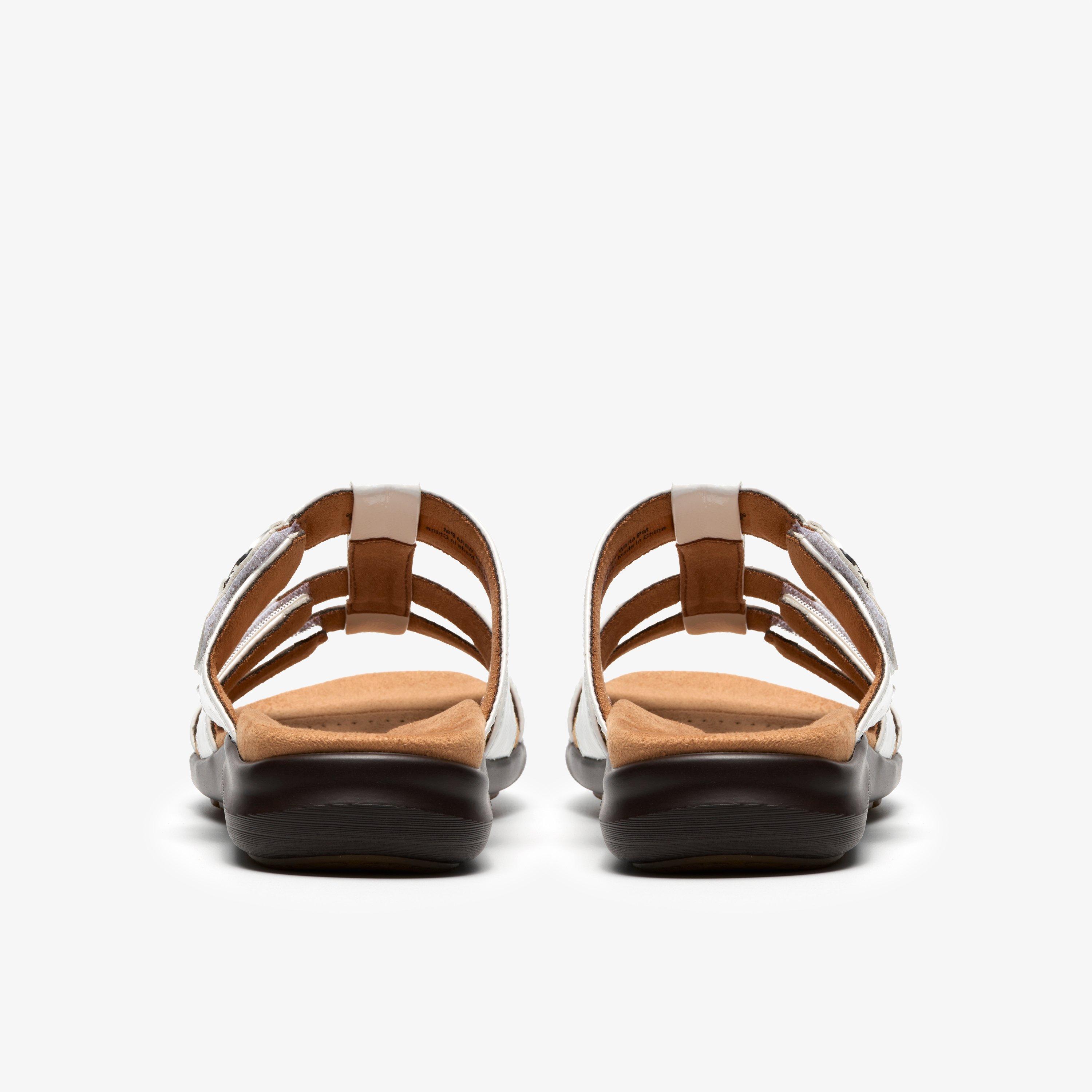 Womens Kitly Pearl White Patent Flat Sandals | Clarks