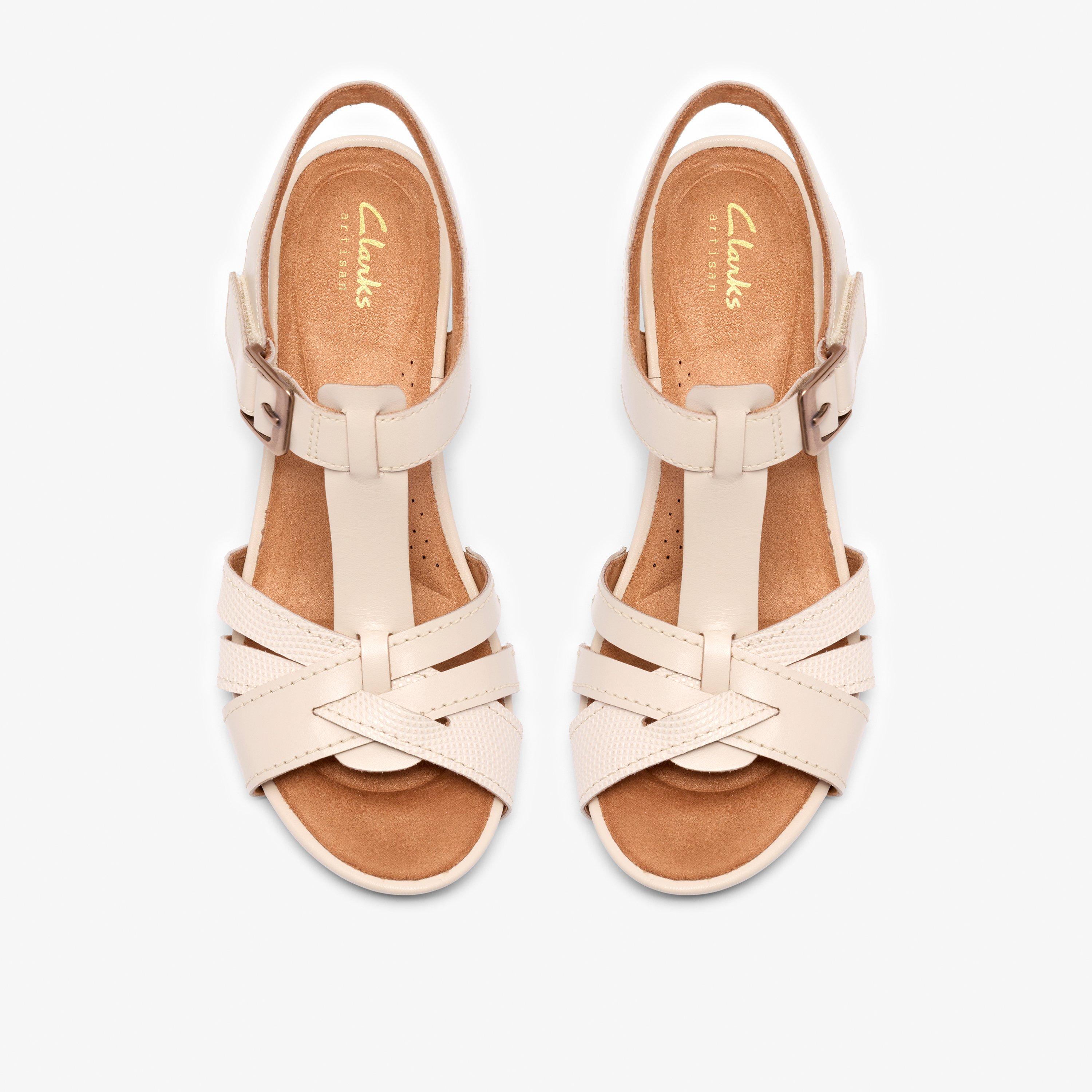 Womens Kymber Glow Cream Leather Heeled Sandals | Clarks