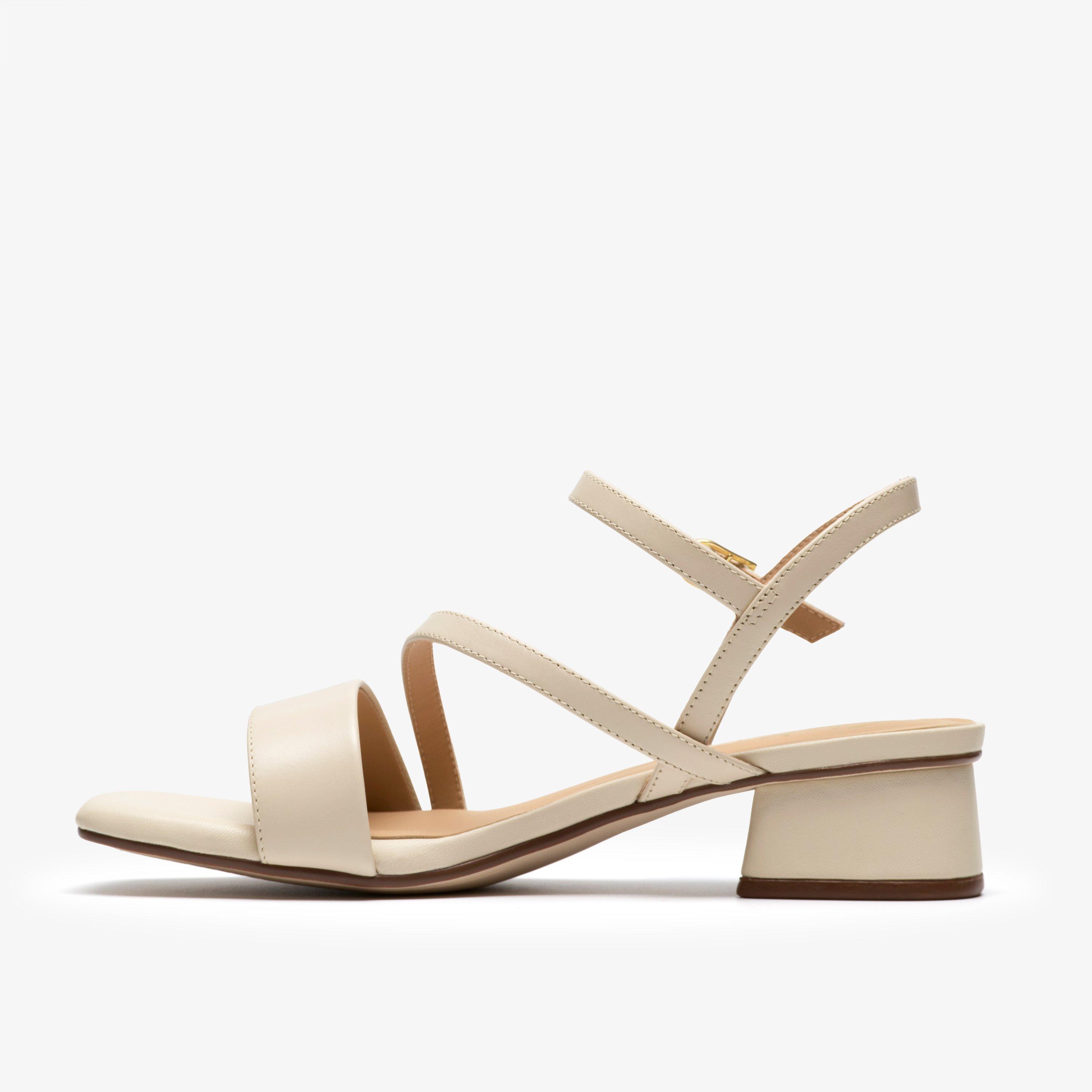 Womens Serina35 Strap Cream Leather Heeled Sandals | Clarks UK