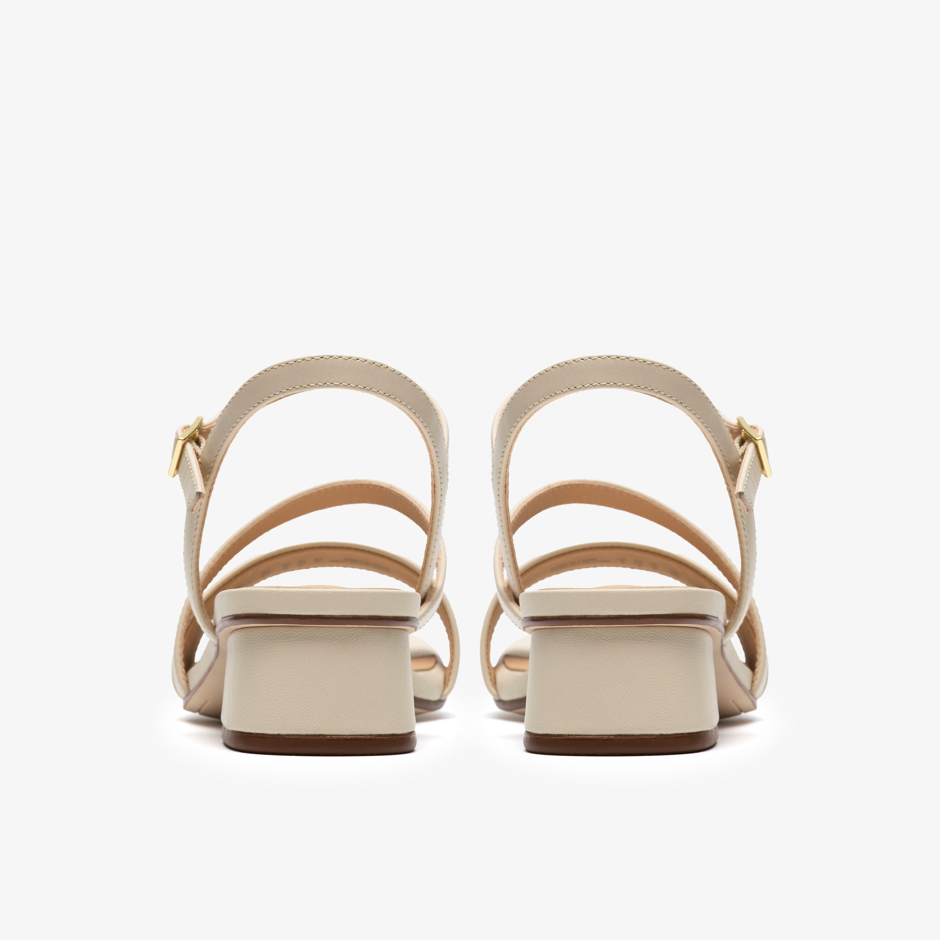 Womens Serina35 Strap Cream Leather Heeled Sandals | Clarks UK