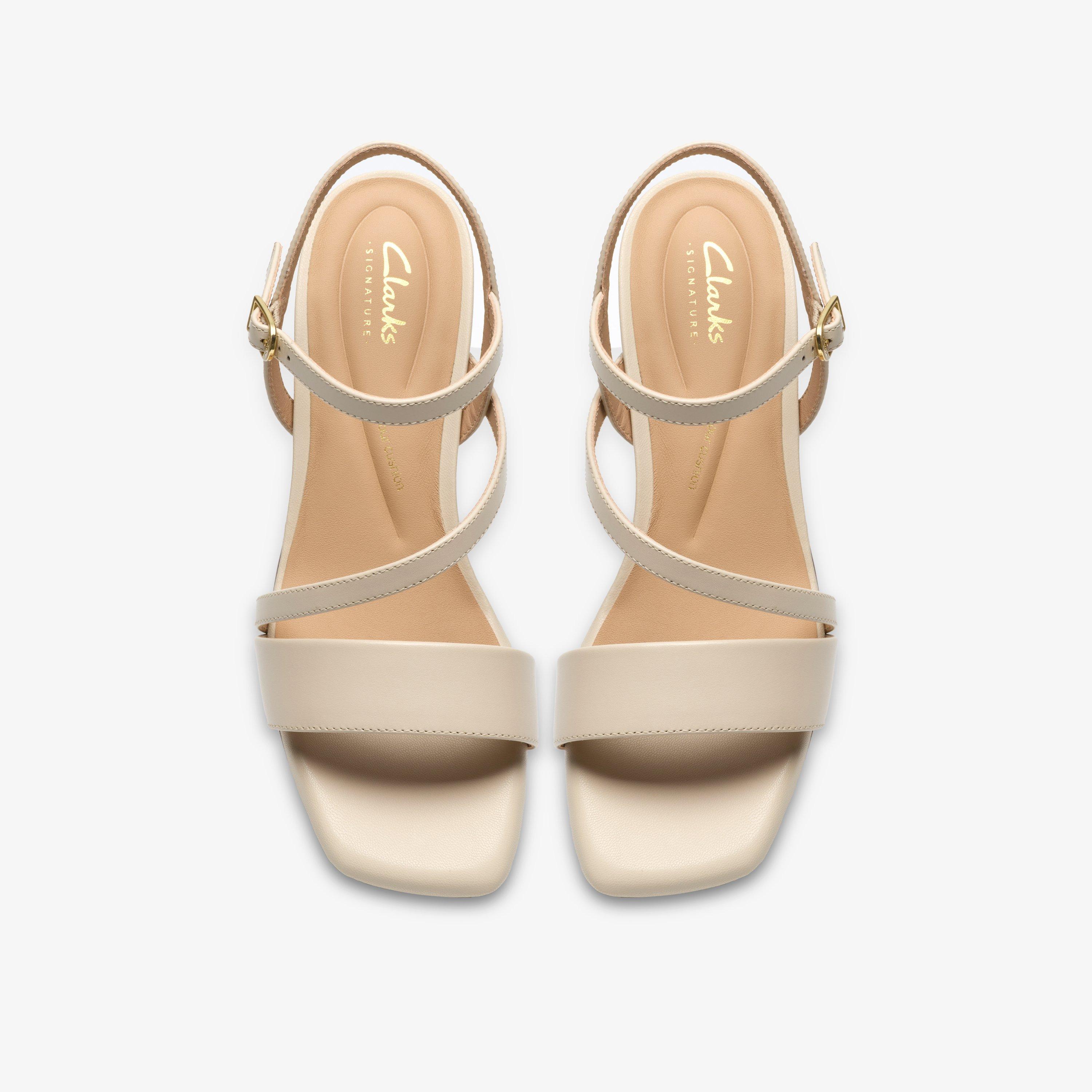 Womens Serina35 Strap Cream Leather Heeled Sandals | Clarks UK