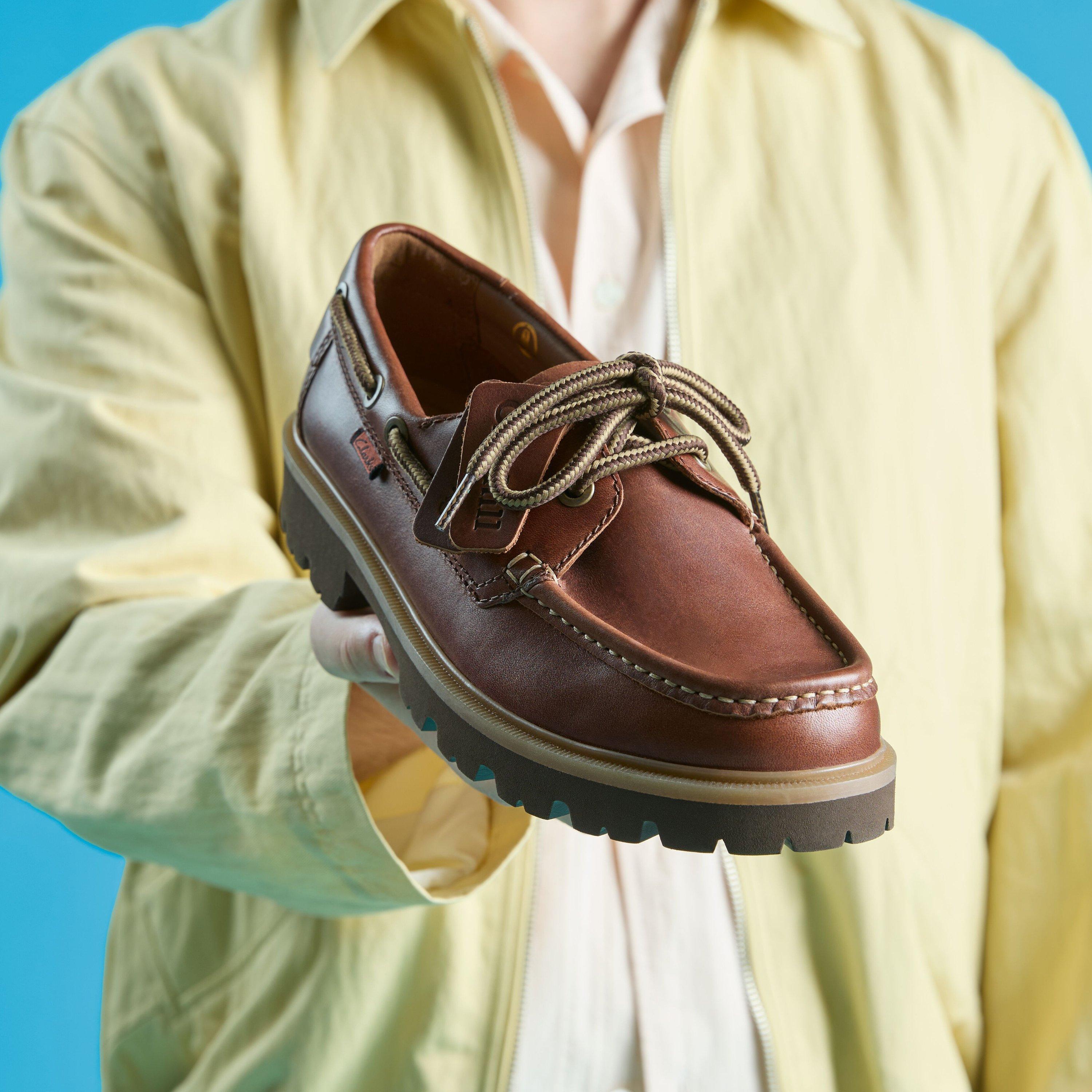 Mens Cleyhill Boat Brown Leather Lace Up | Clarks UK