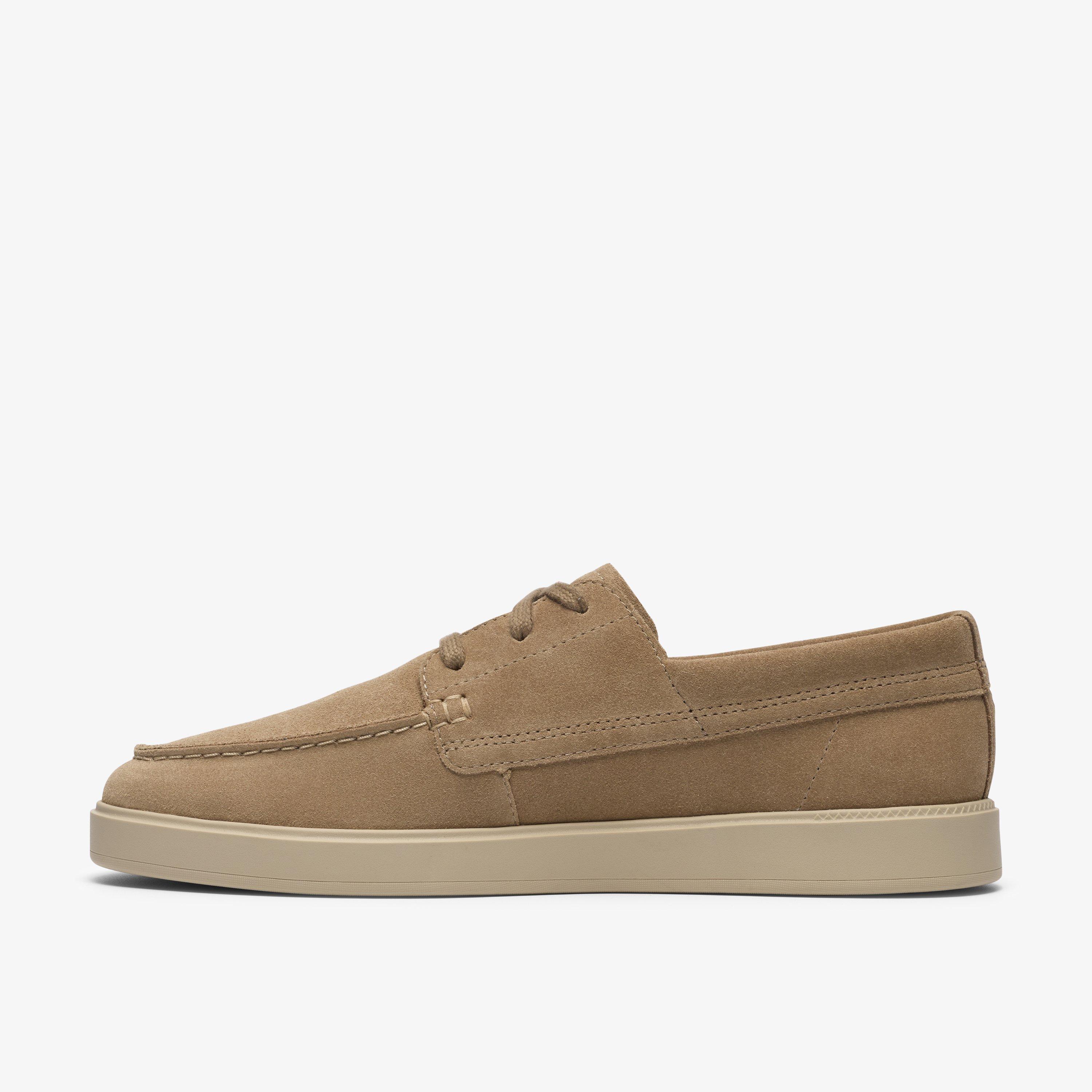 Mens Lockford Boat Dark Sand Suede Boat Shoes | Clarks UK