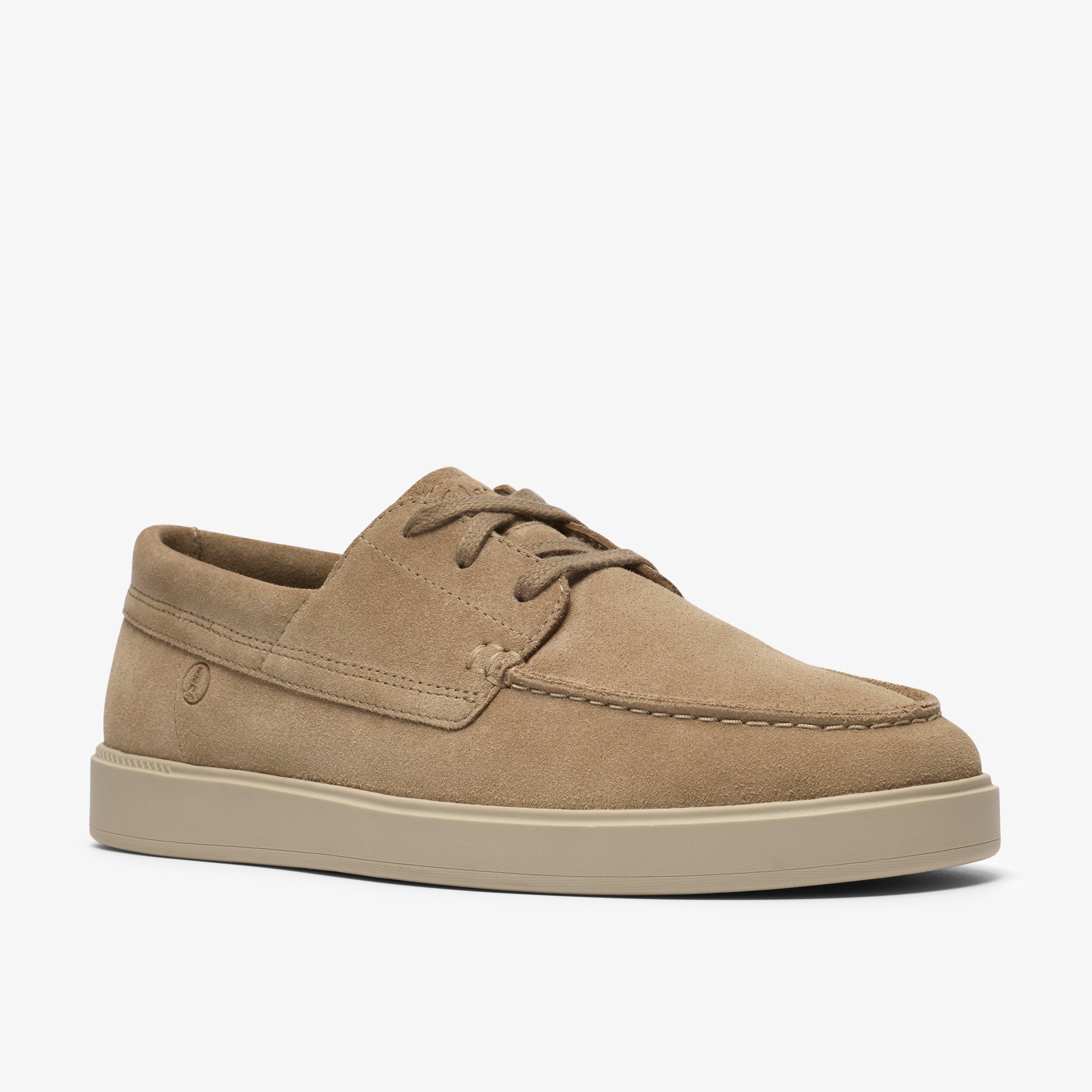 Mens Lockford Boat Dark Sand Suede Boat Shoes | Clarks UK