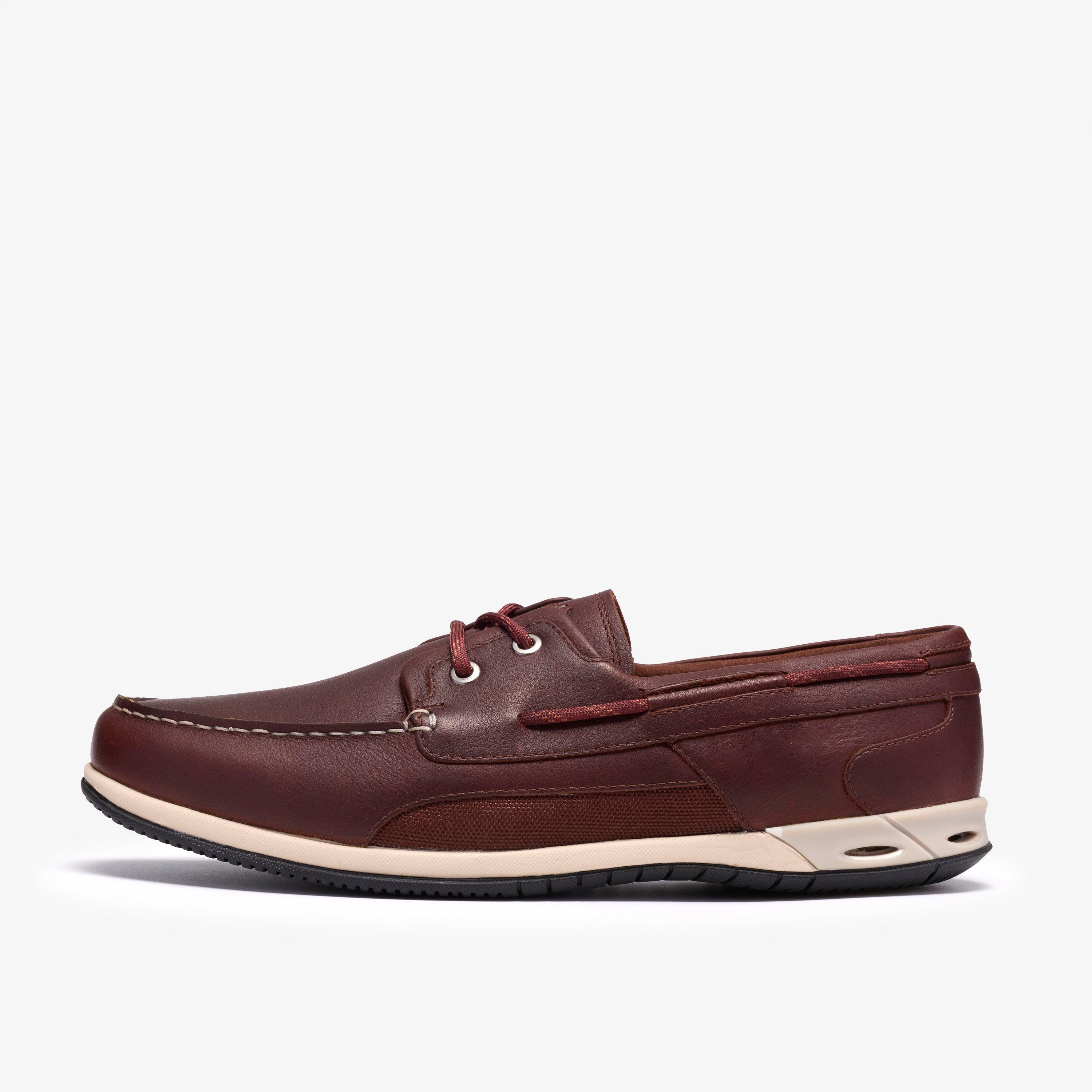Mens Orson Sail Brown Leather Boat Shoes, Lace Up | Clarks UK