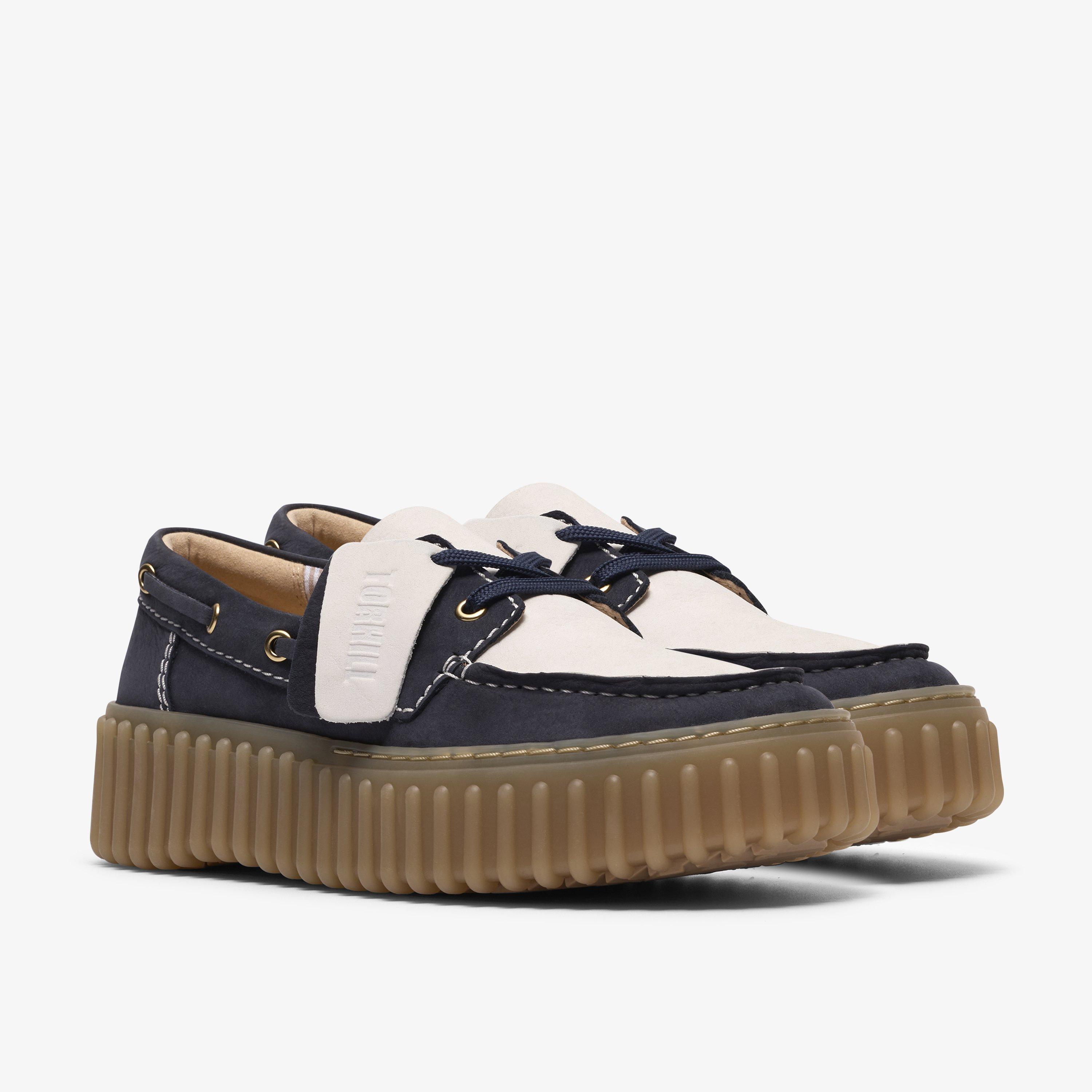 Womens Torhill Boat Navy Combination Boat Shoes | Clarks
