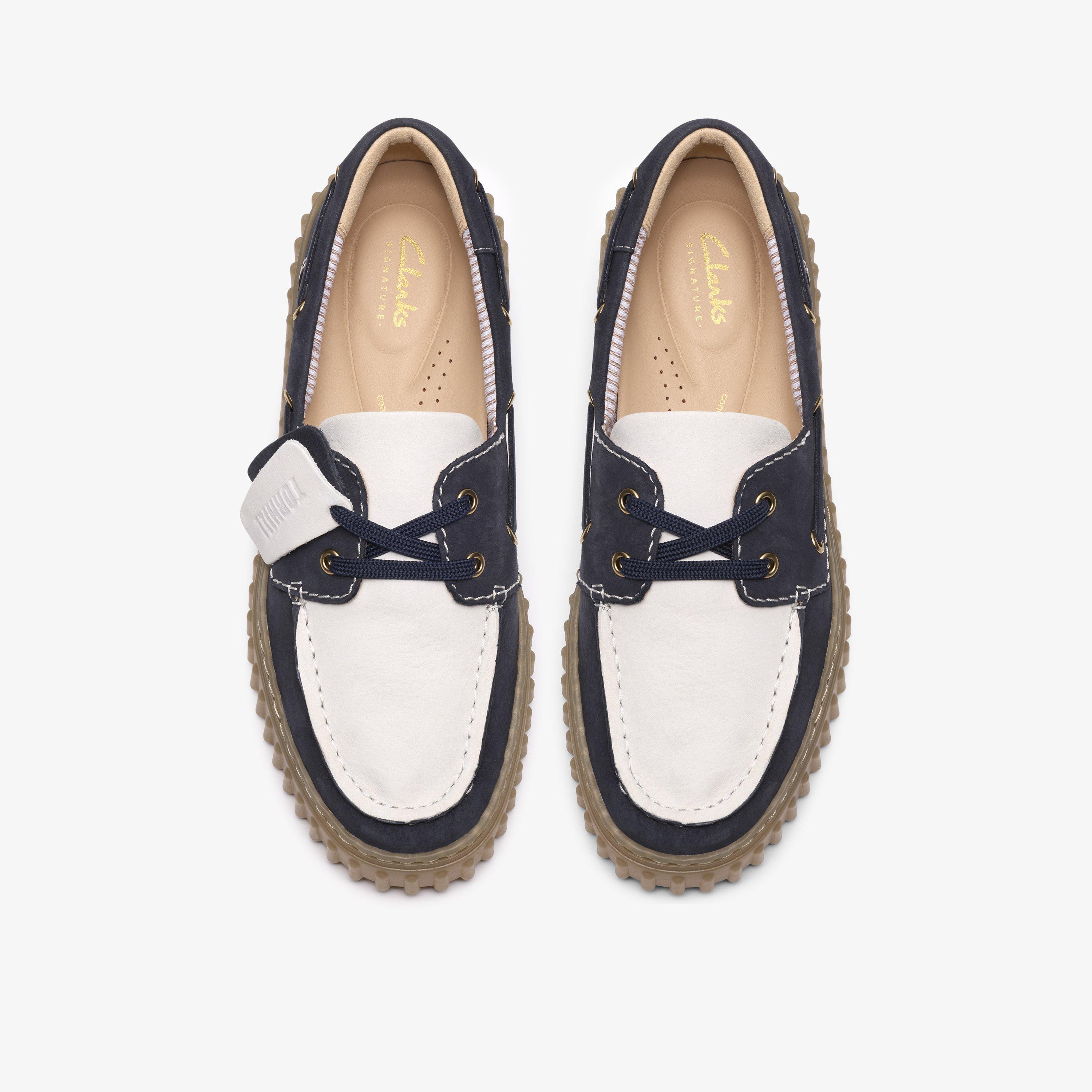 Womens Torhill Boat Navy Combination Boat Shoes | Clarks