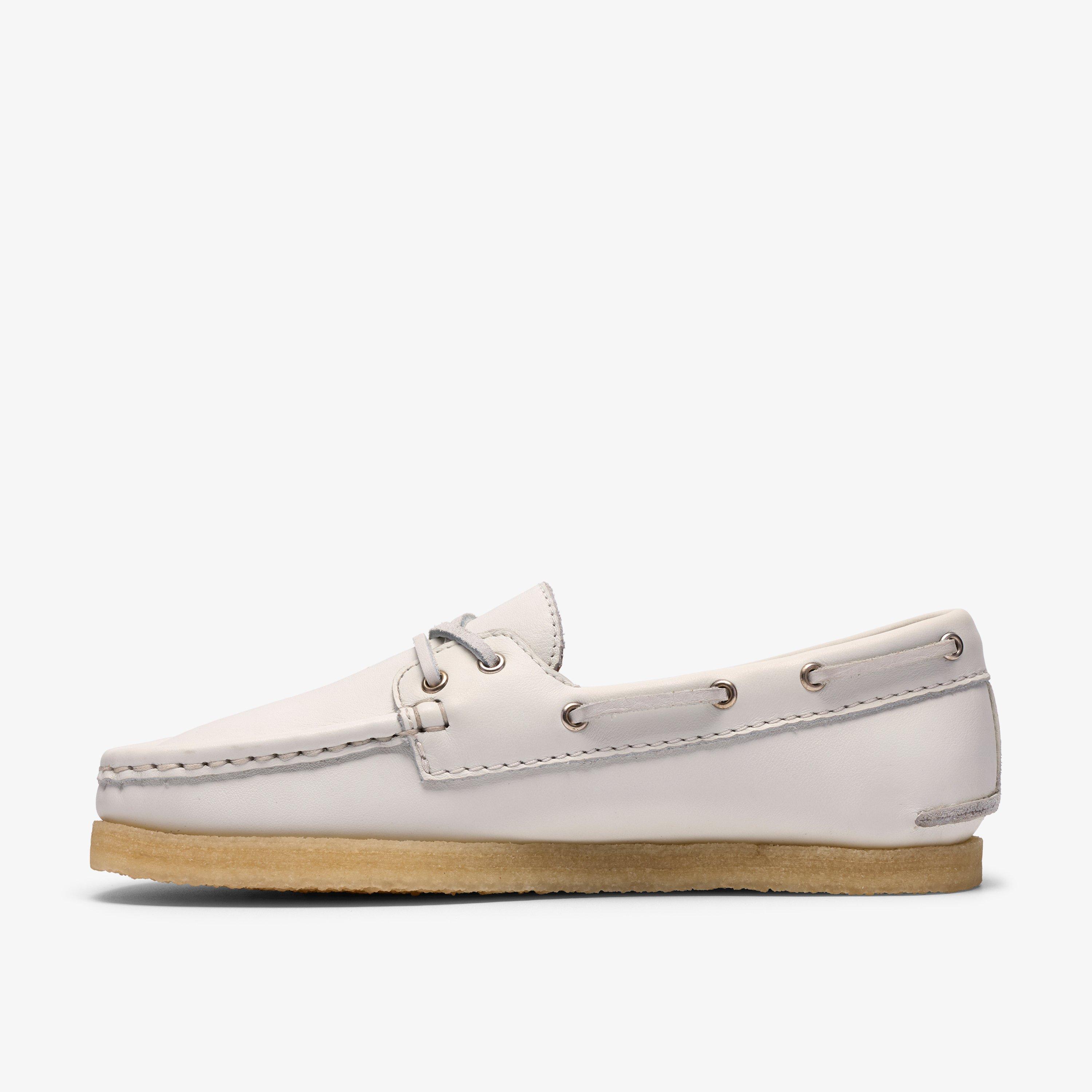 Womens Godney Boat White Grain Leather Slip Ons, Boat Shoes | Clarks UK