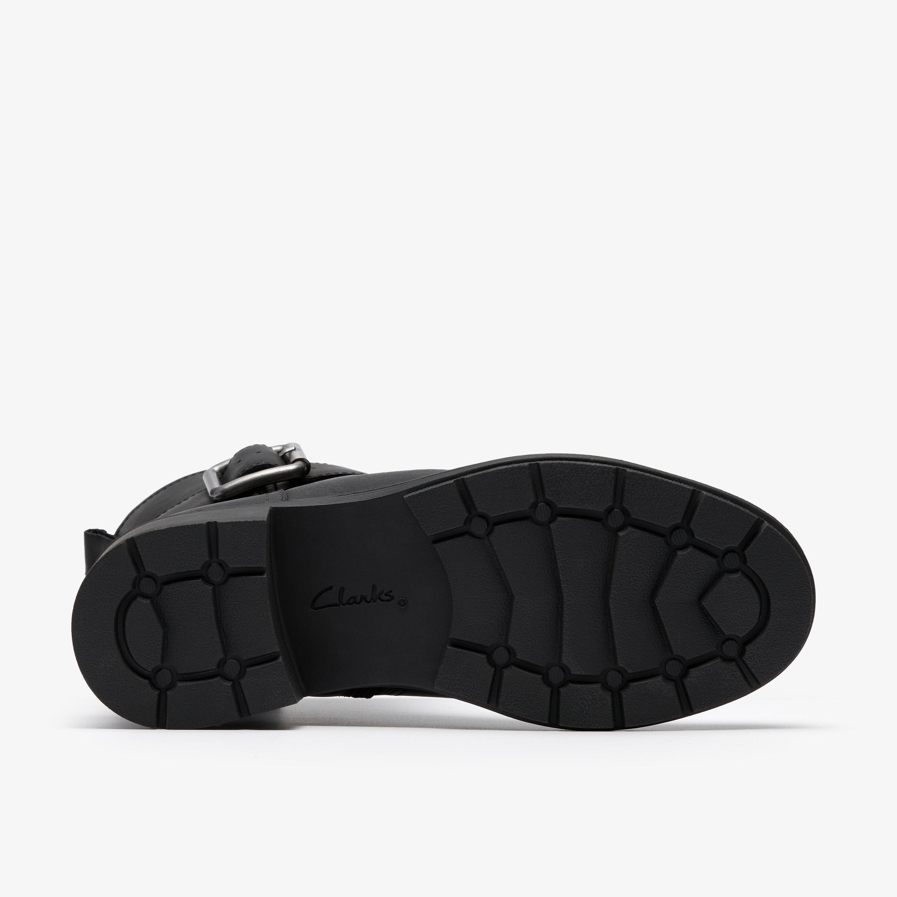 Botas de tobillo de cuero negro con hebilla Hearth para mujeres | Clarks