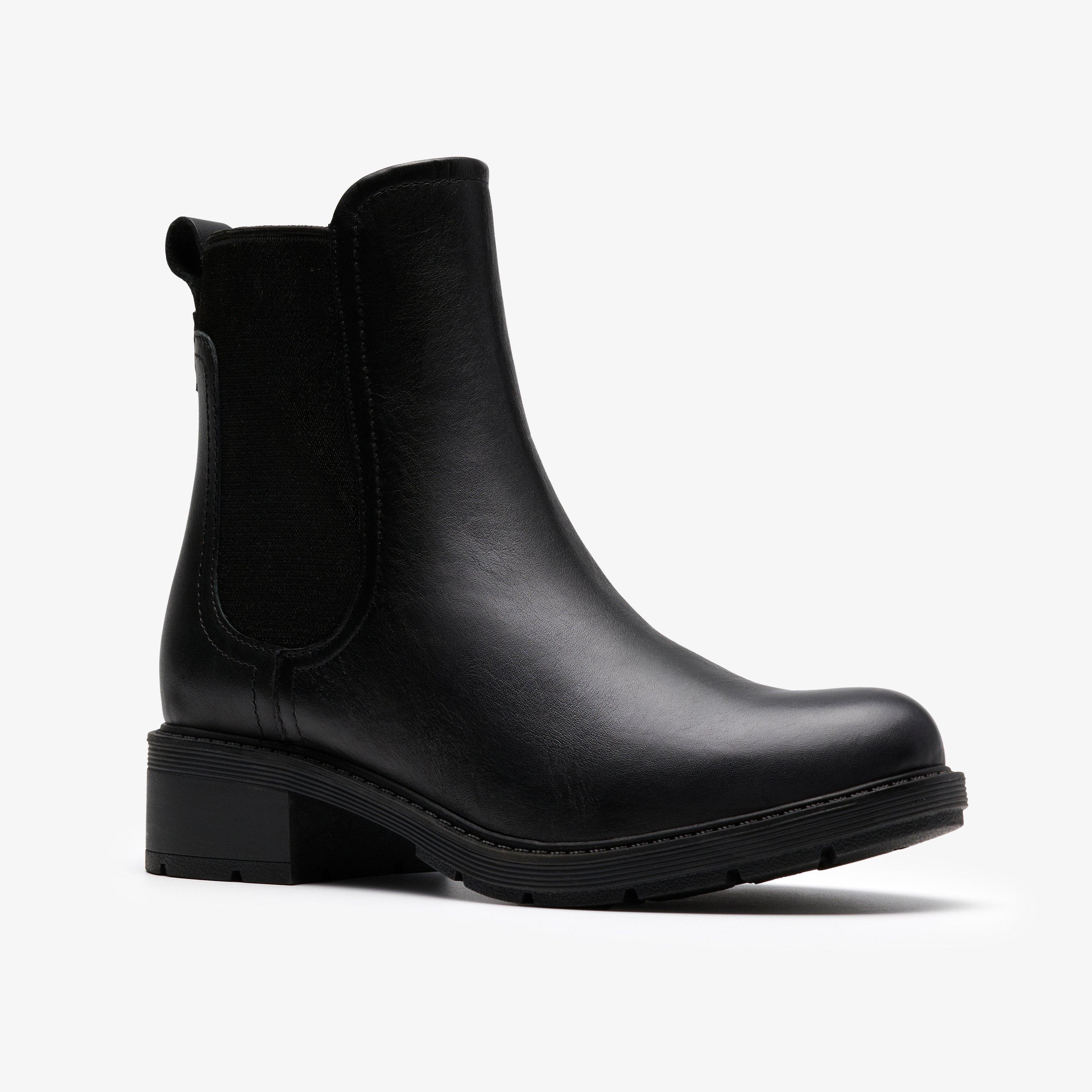 Bottes à Cheville en Cuir Noir pour Femmes Hearth Top | Clarks