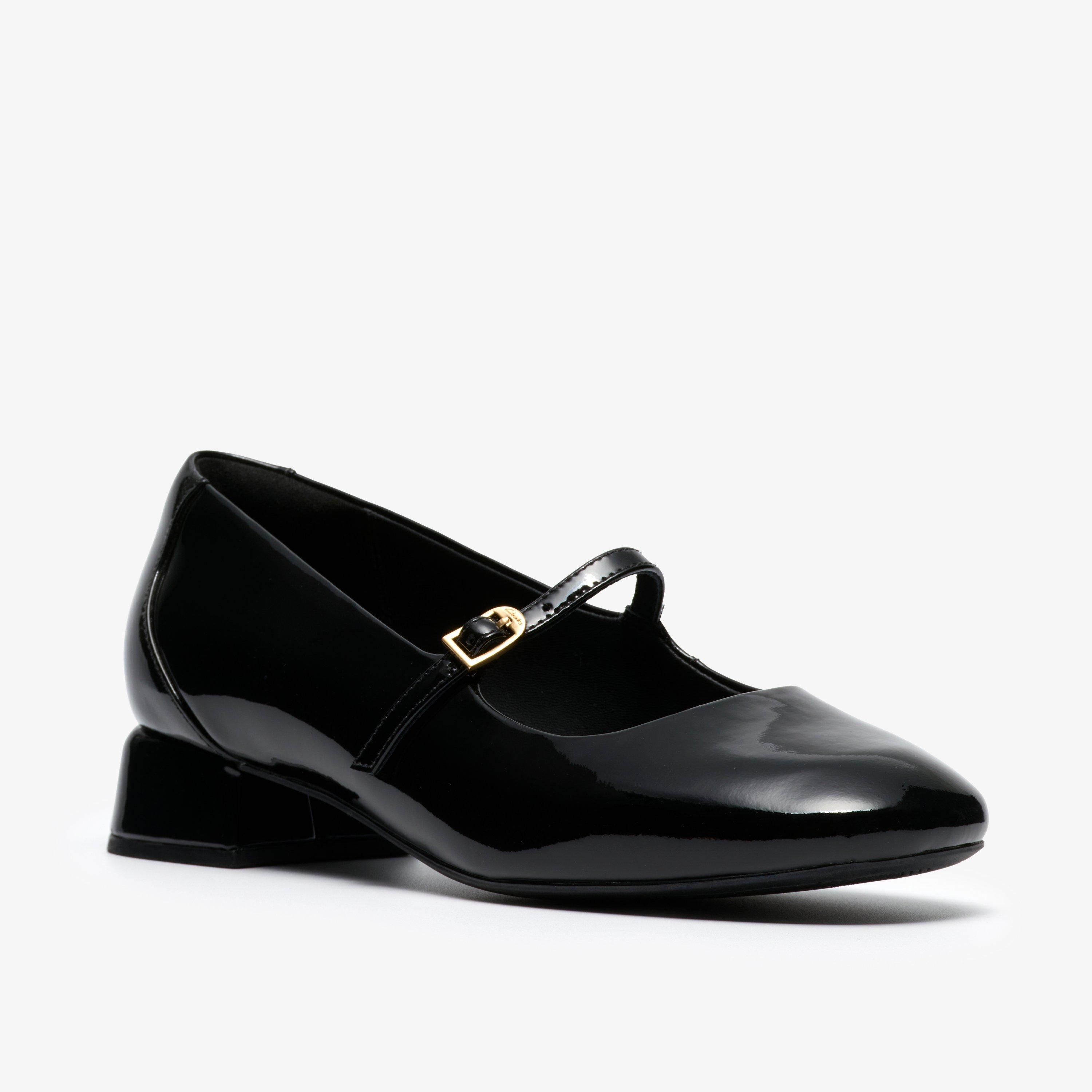 Womens Daiss30 Bar Black Patent Court Shoes, Mary Jane | Clarks UK