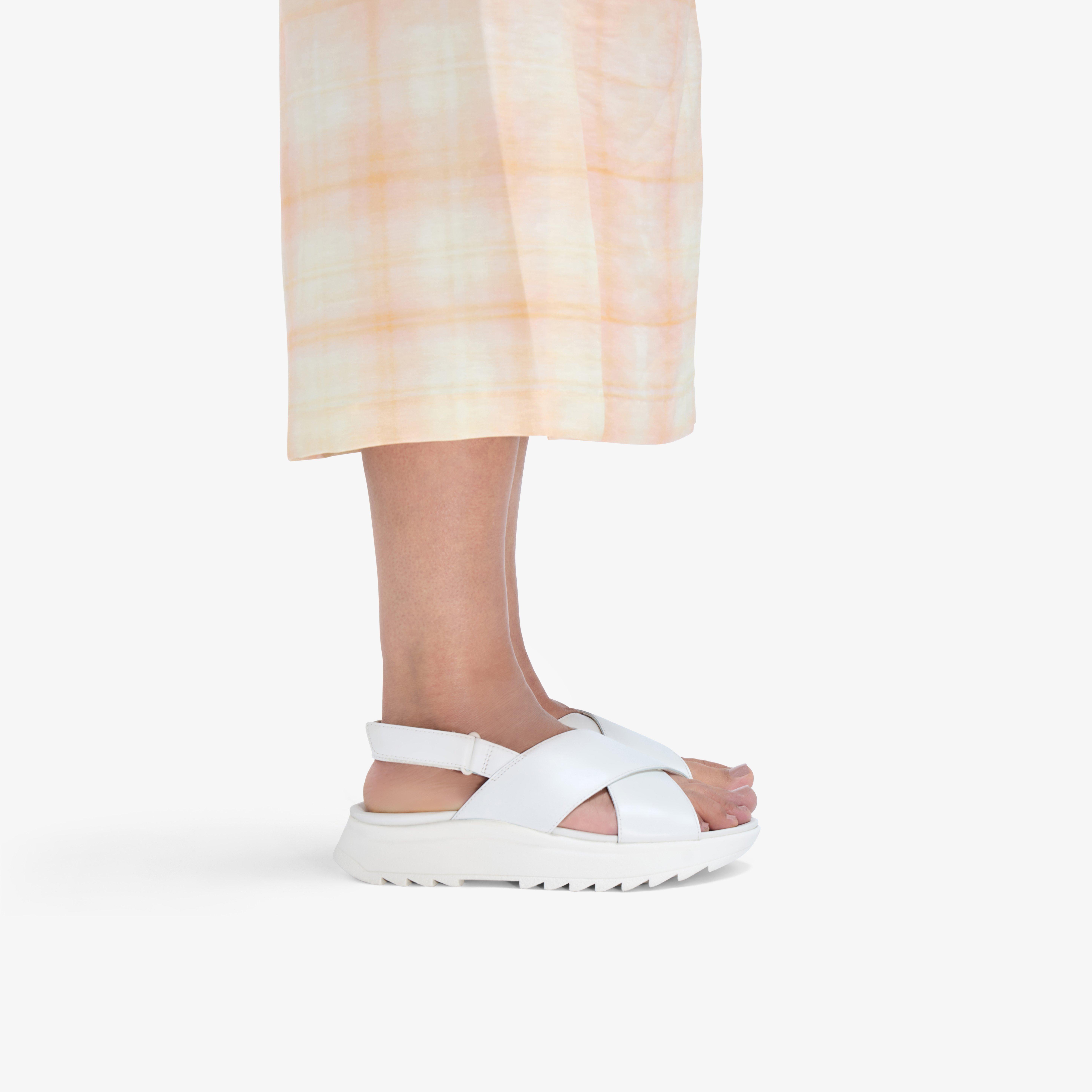 Womens DashLite Wish White Leather Flat Sandals | Clarks UK
