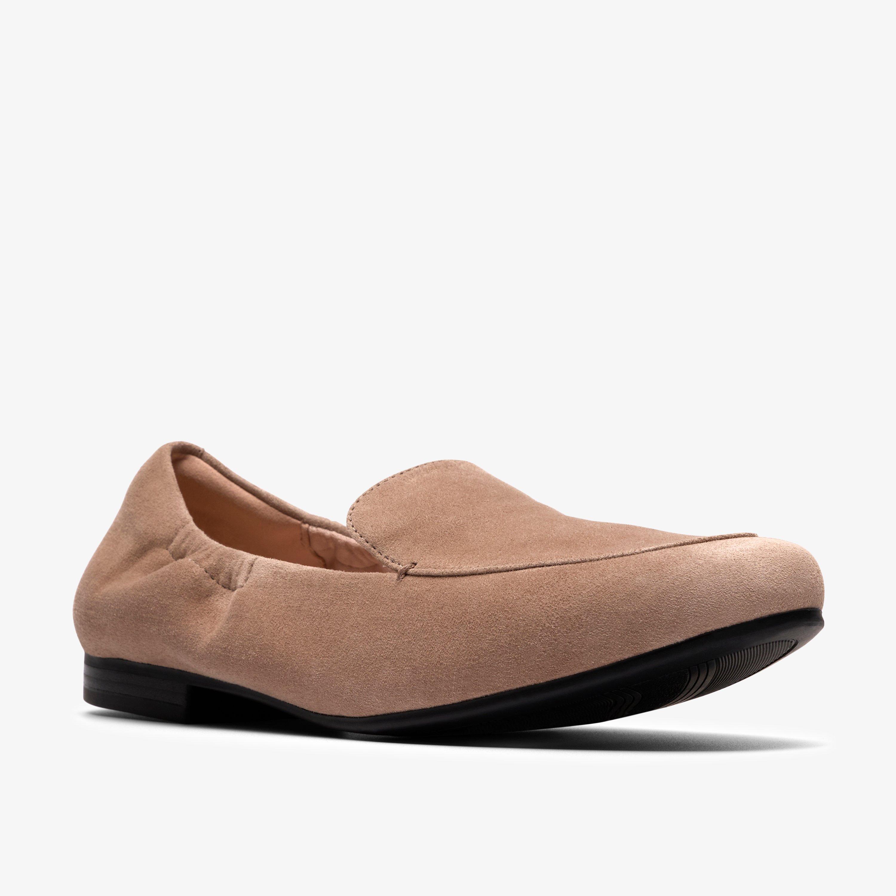 Womens Tamna Pure Mushroom Suede Loafers, Slip Ons | Clarks UK