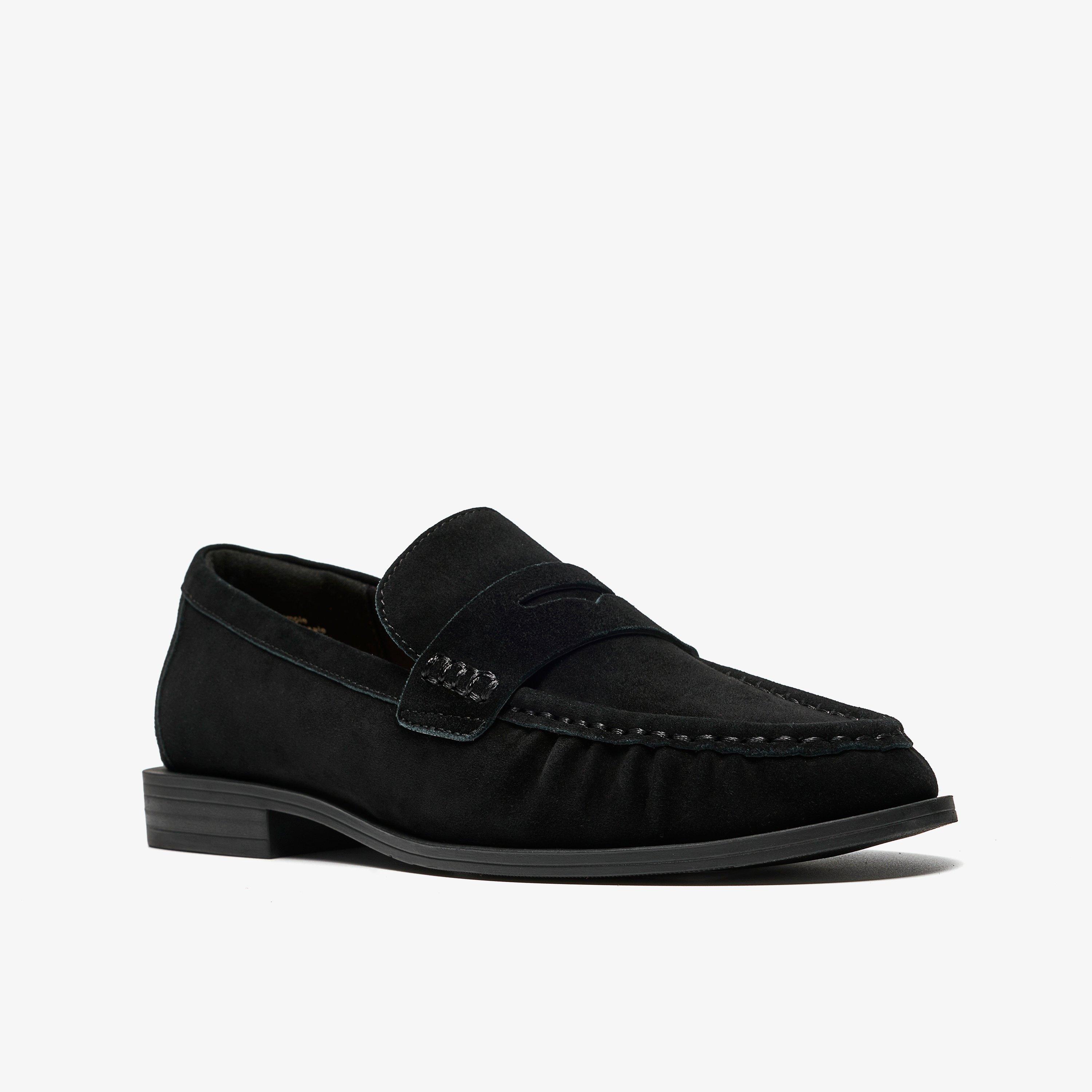 Womens Alixea Walk Black Suede Loafers, Slip Ons | Clarks UK
