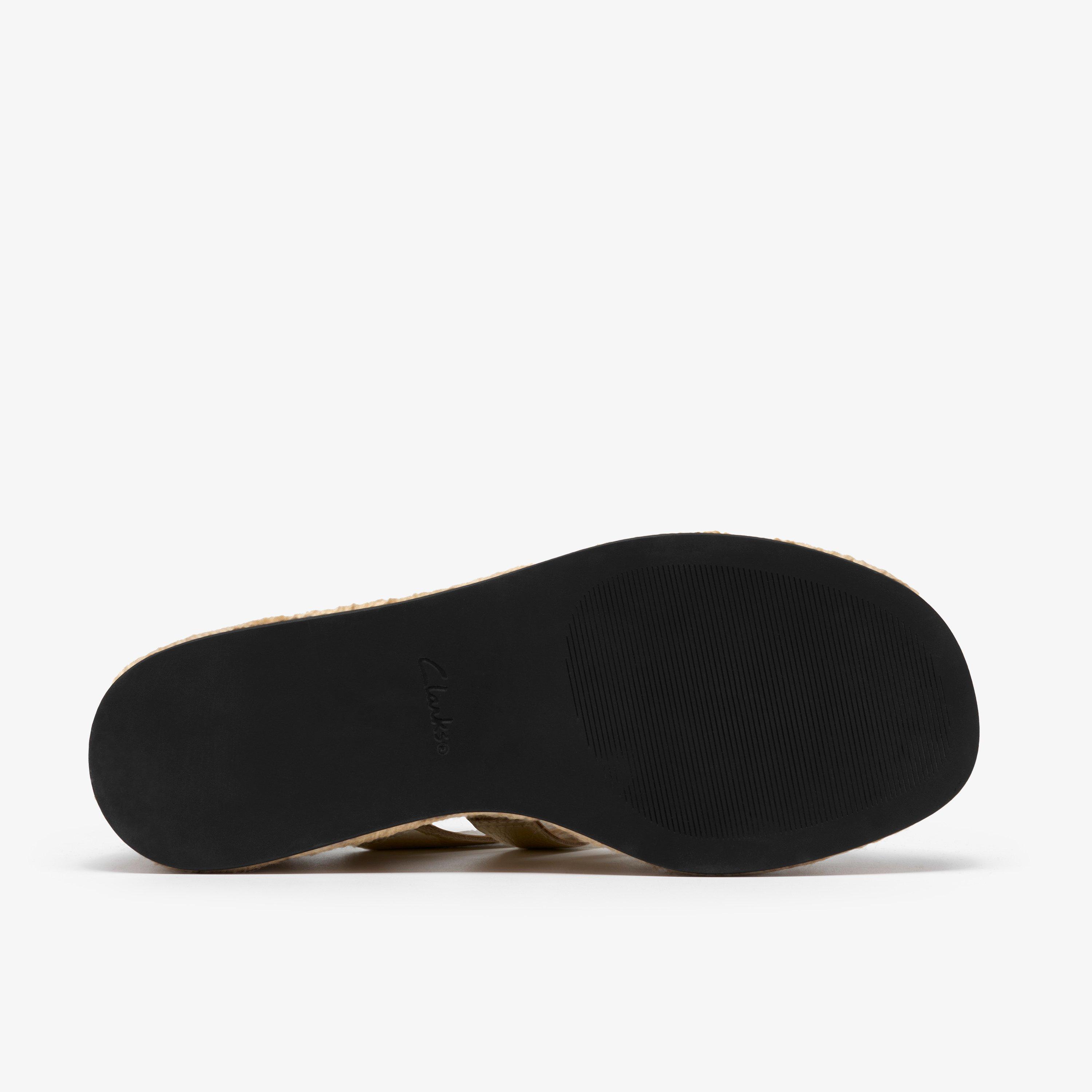 Womens Tessiah Strap Gold Leather Wedge Sandals | Clarks UK
