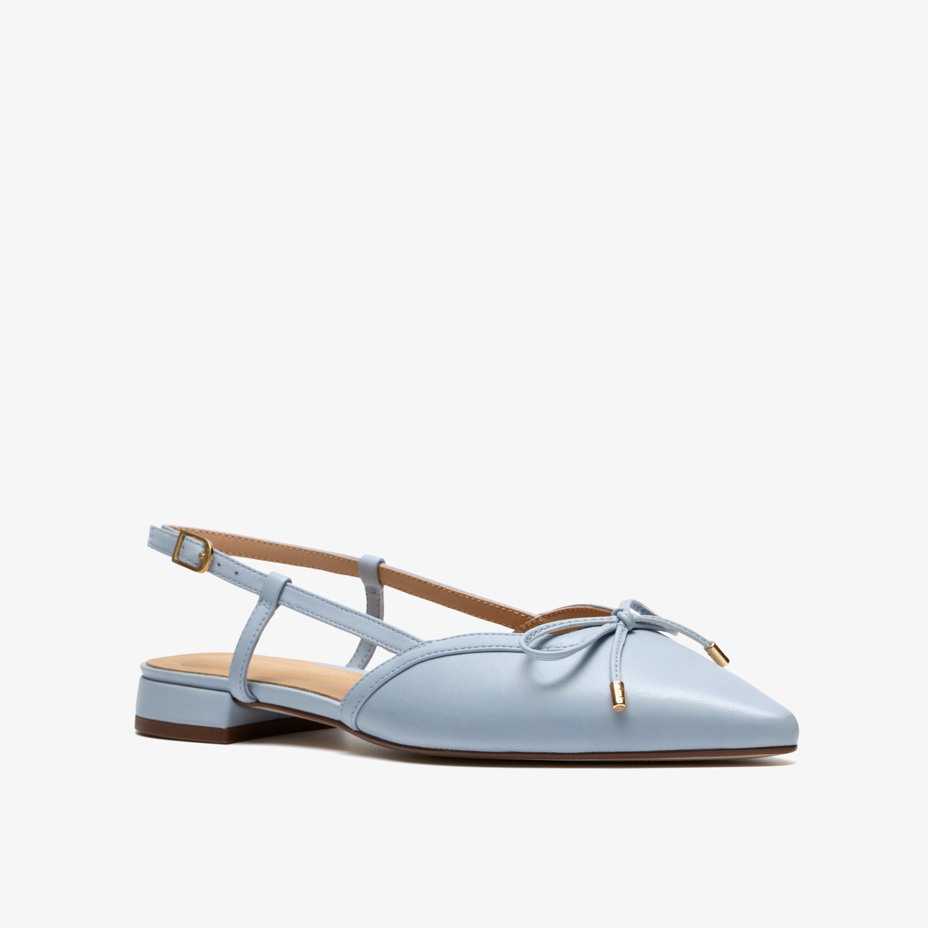 Womens Sensa15 Bow Light Blue Leather Shoes Court Shoes, Sling Back ...