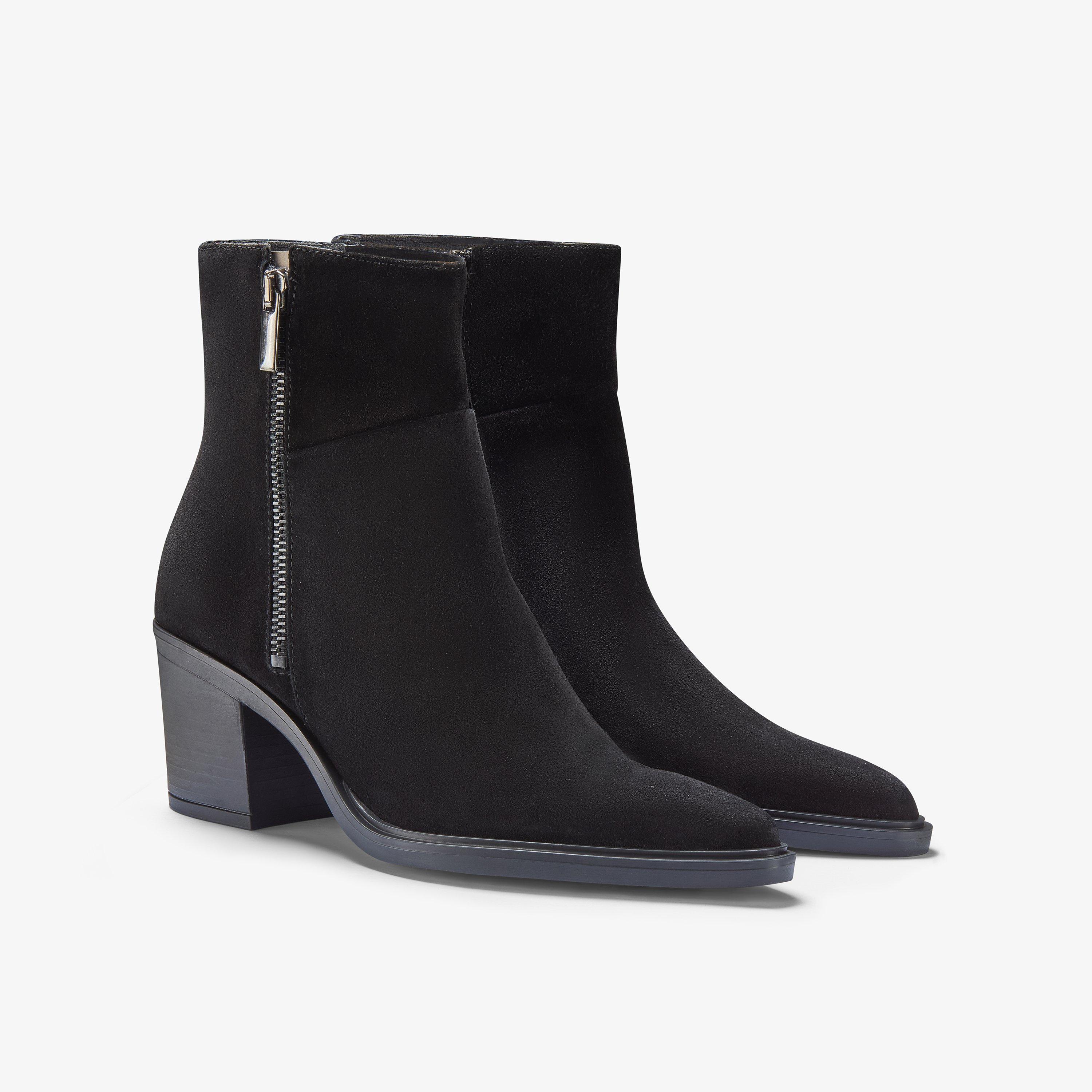 Womens Jesse Zip Black Suede Ankle Boots Boots | Clarks UK