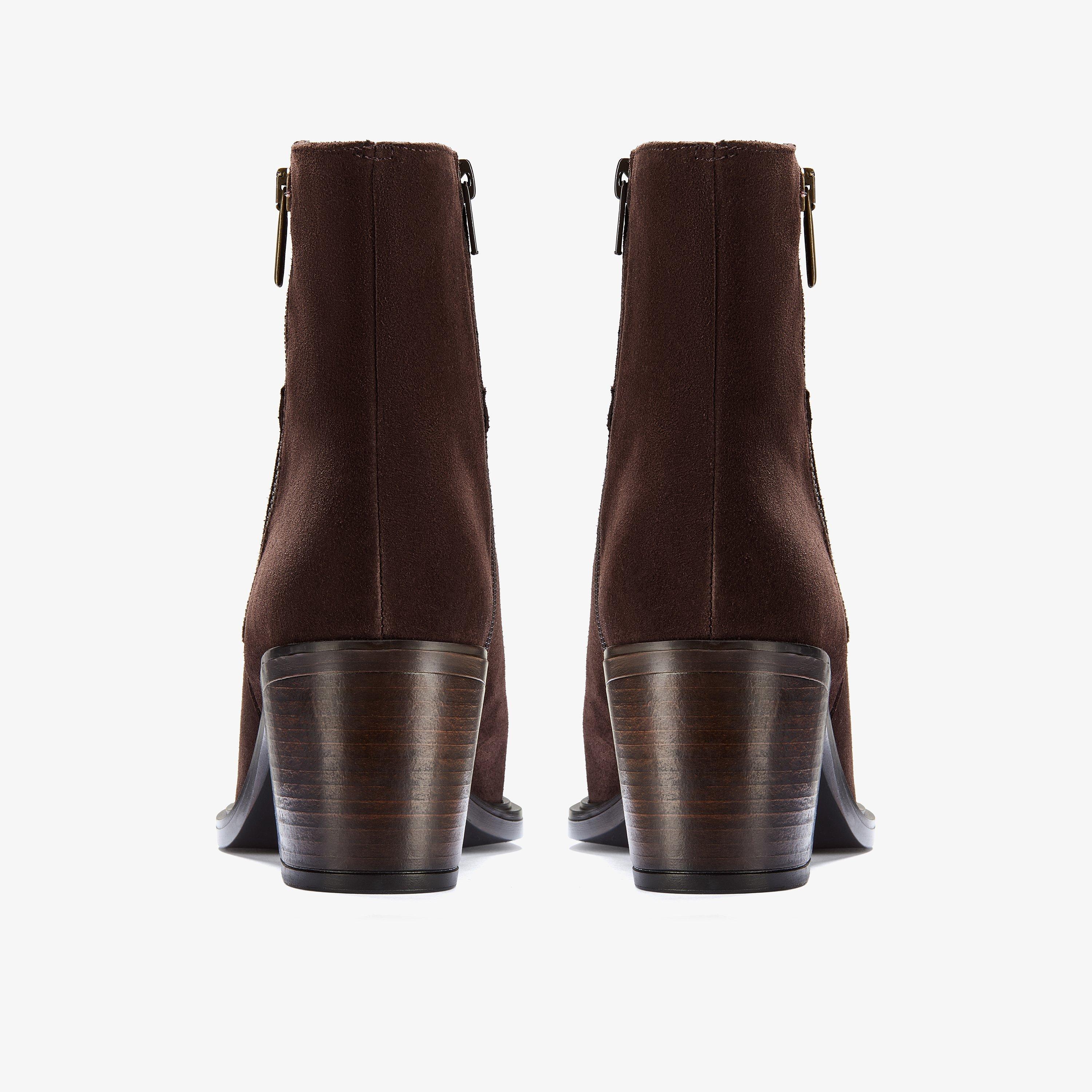 Womens Jesse Zip Dark Brown Suede Ankle Boots Boots | Clarks UK