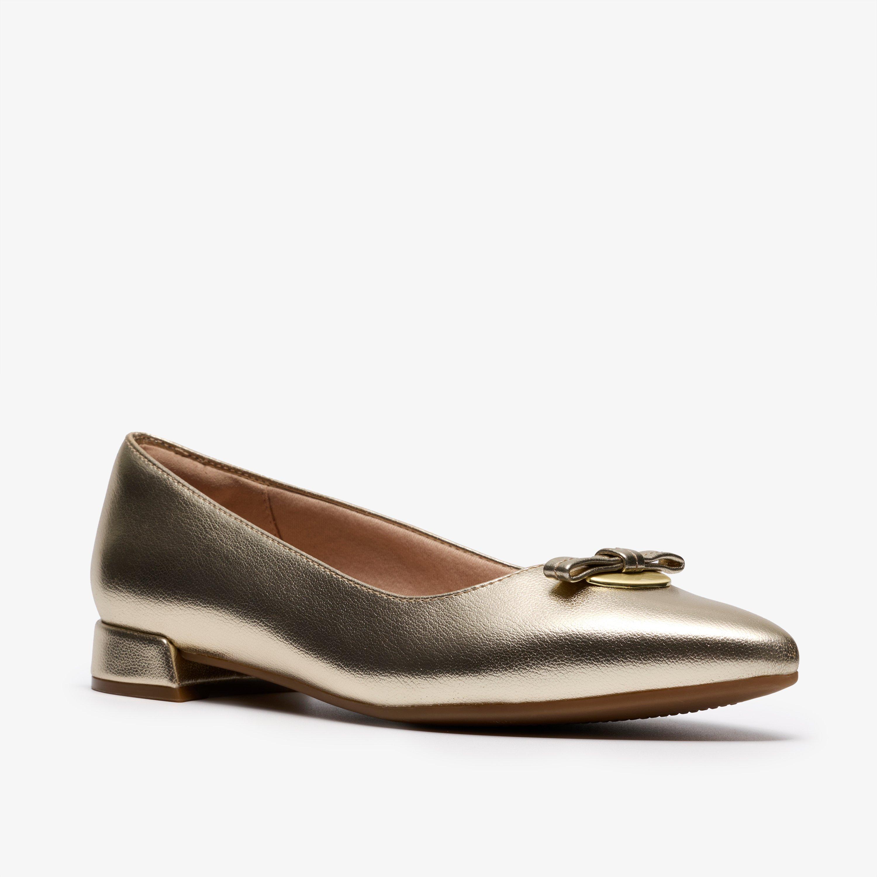 Womens Natalyn Trim Gold Metallic Slip Ons, Ballet Pumps | Clarks Outlet