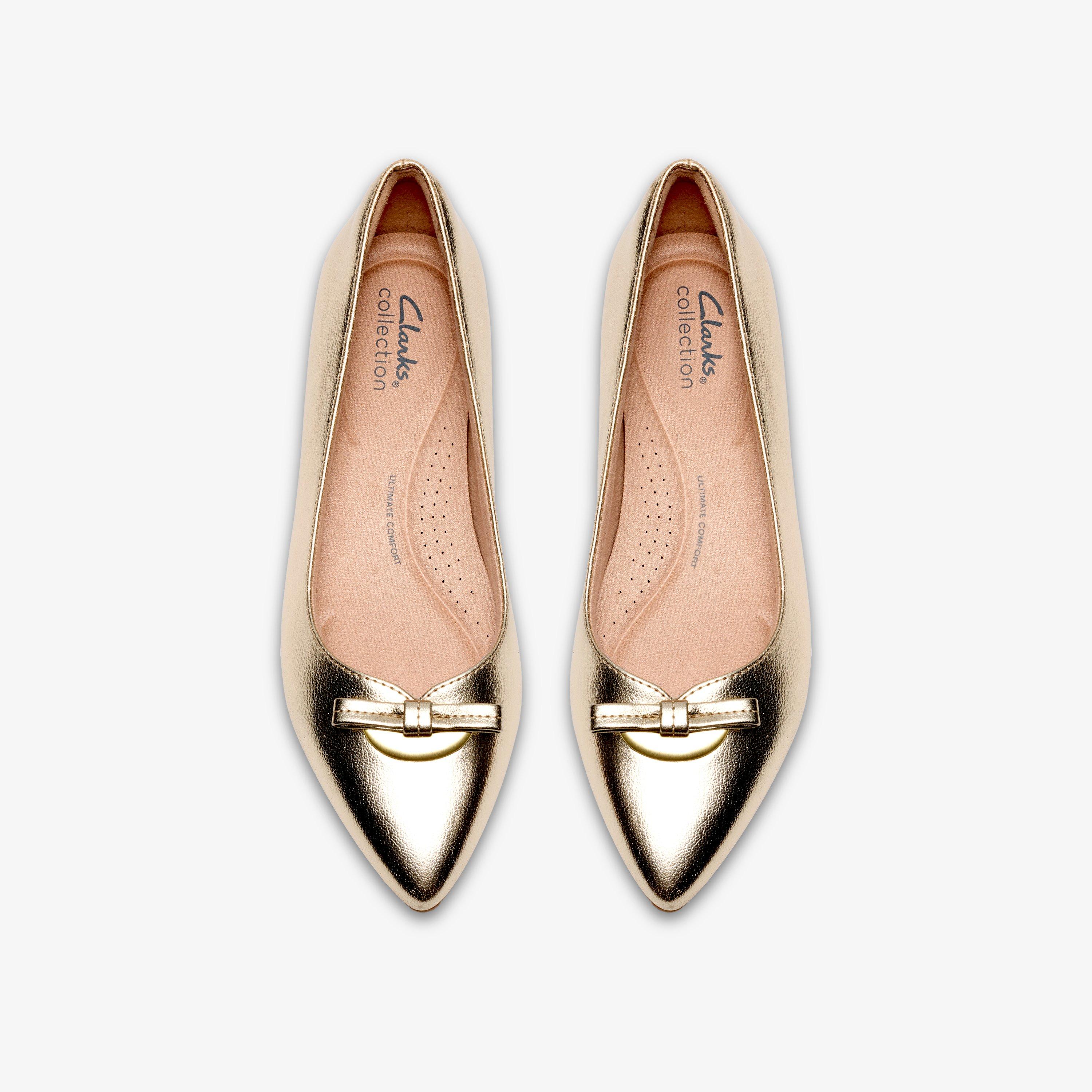 Womens Natalyn Trim Gold Metallic Slip Ons, Ballet Pumps | Clarks Outlet
