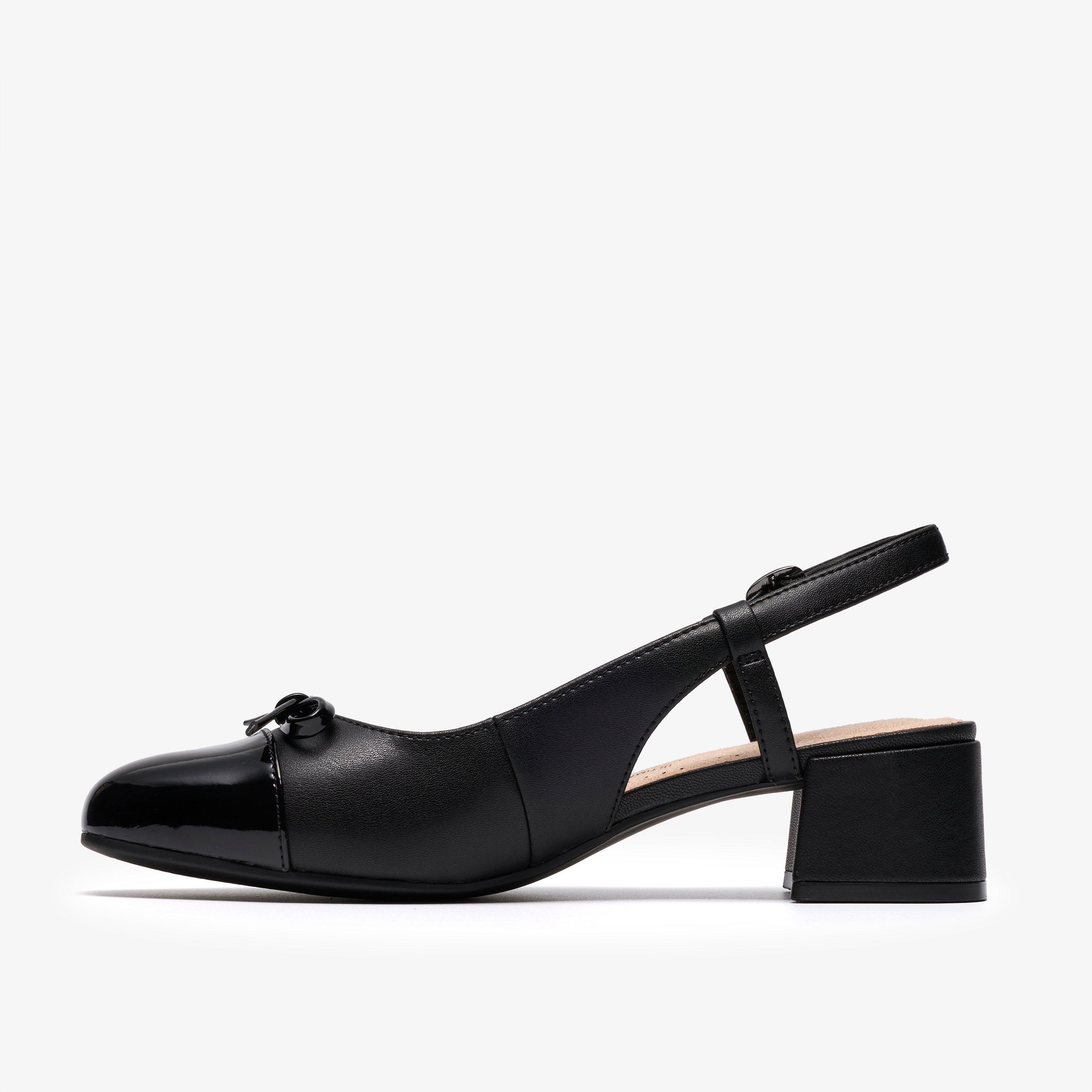 Womens Iridessa Sling Black Leather Heels, Sling Back | Clarks Outlet