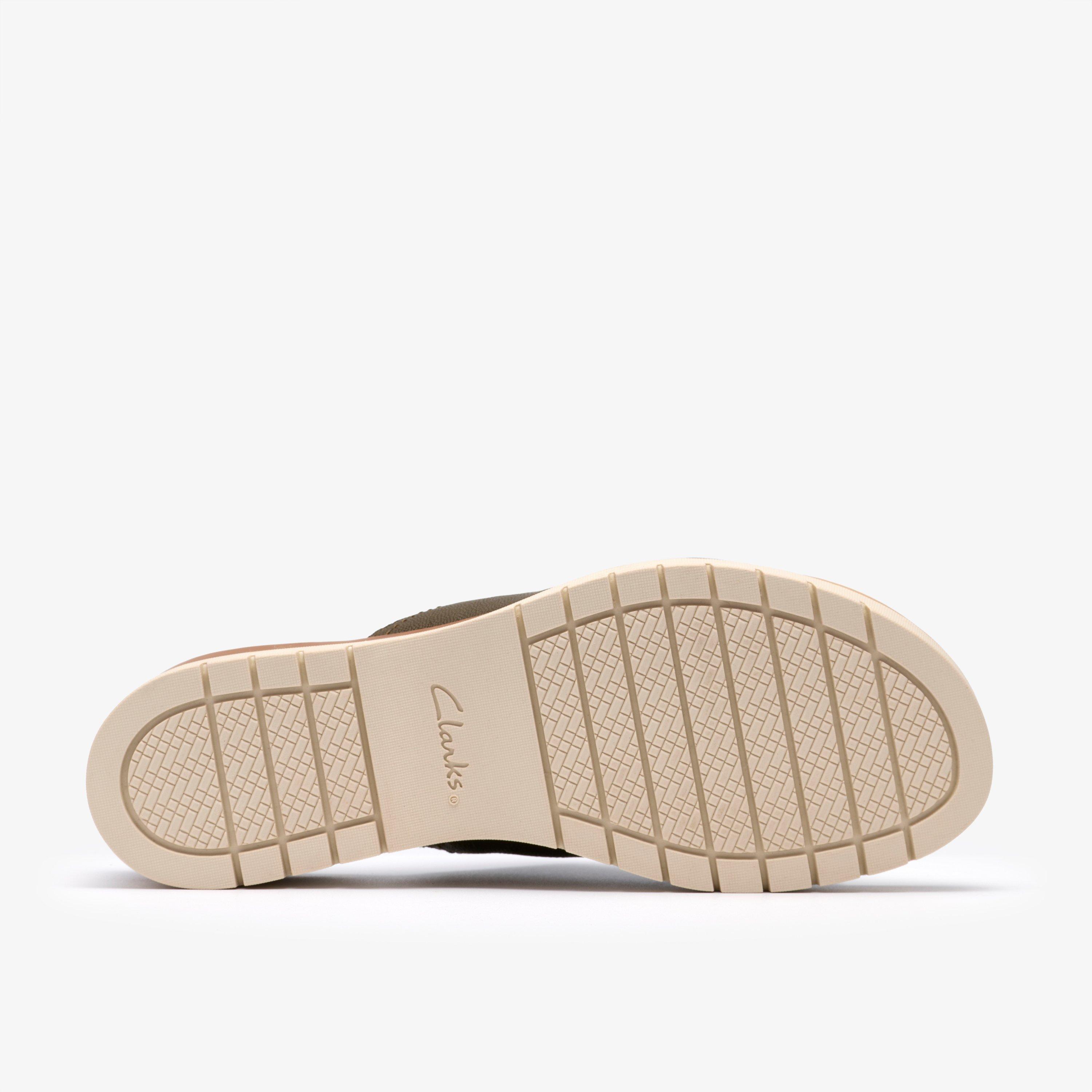 Womens Diaz Slide Dark Olive Leather Sandals Wedge Sandals | Clarks