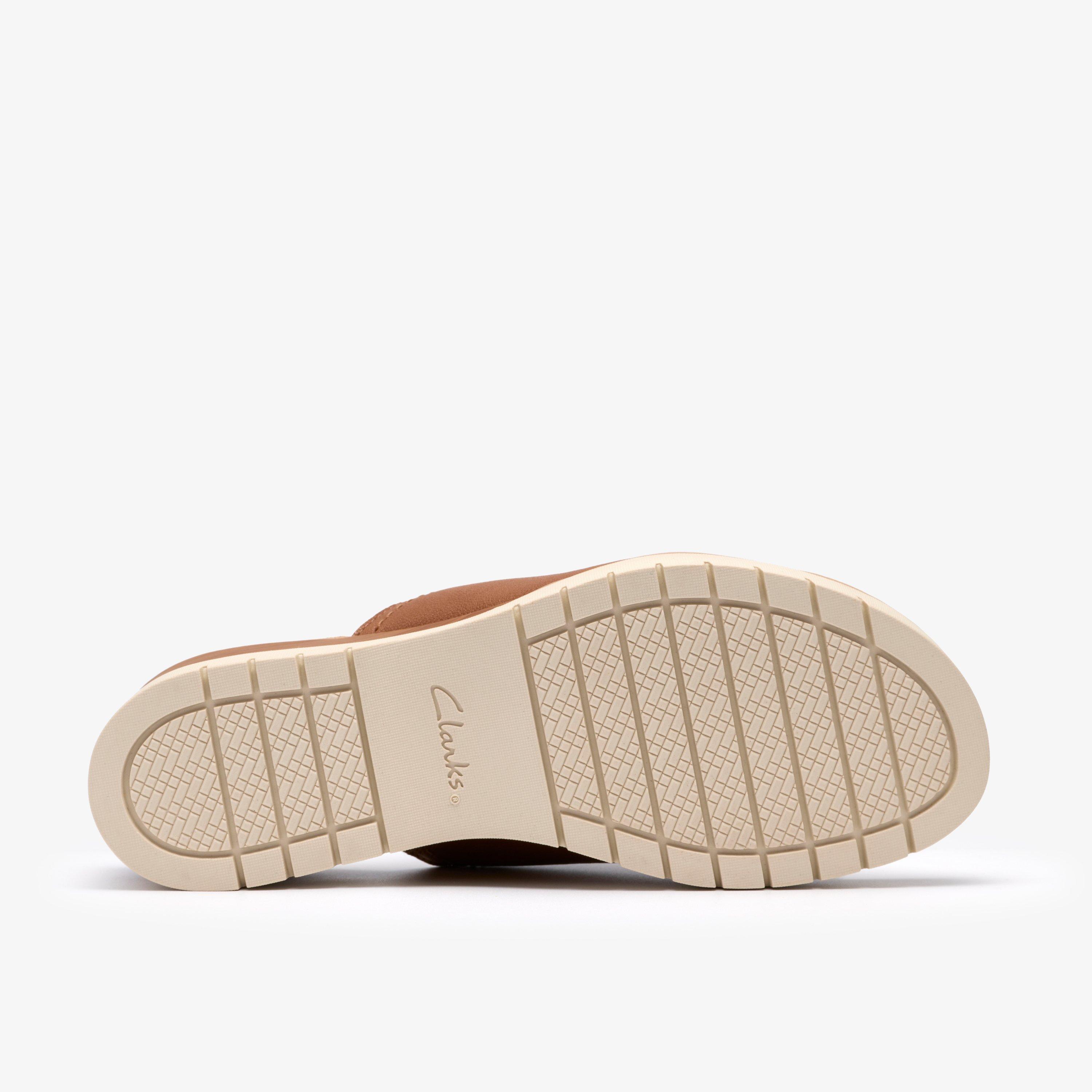 Womens Diaz Slide Tan Leather Wedges | Clarks
