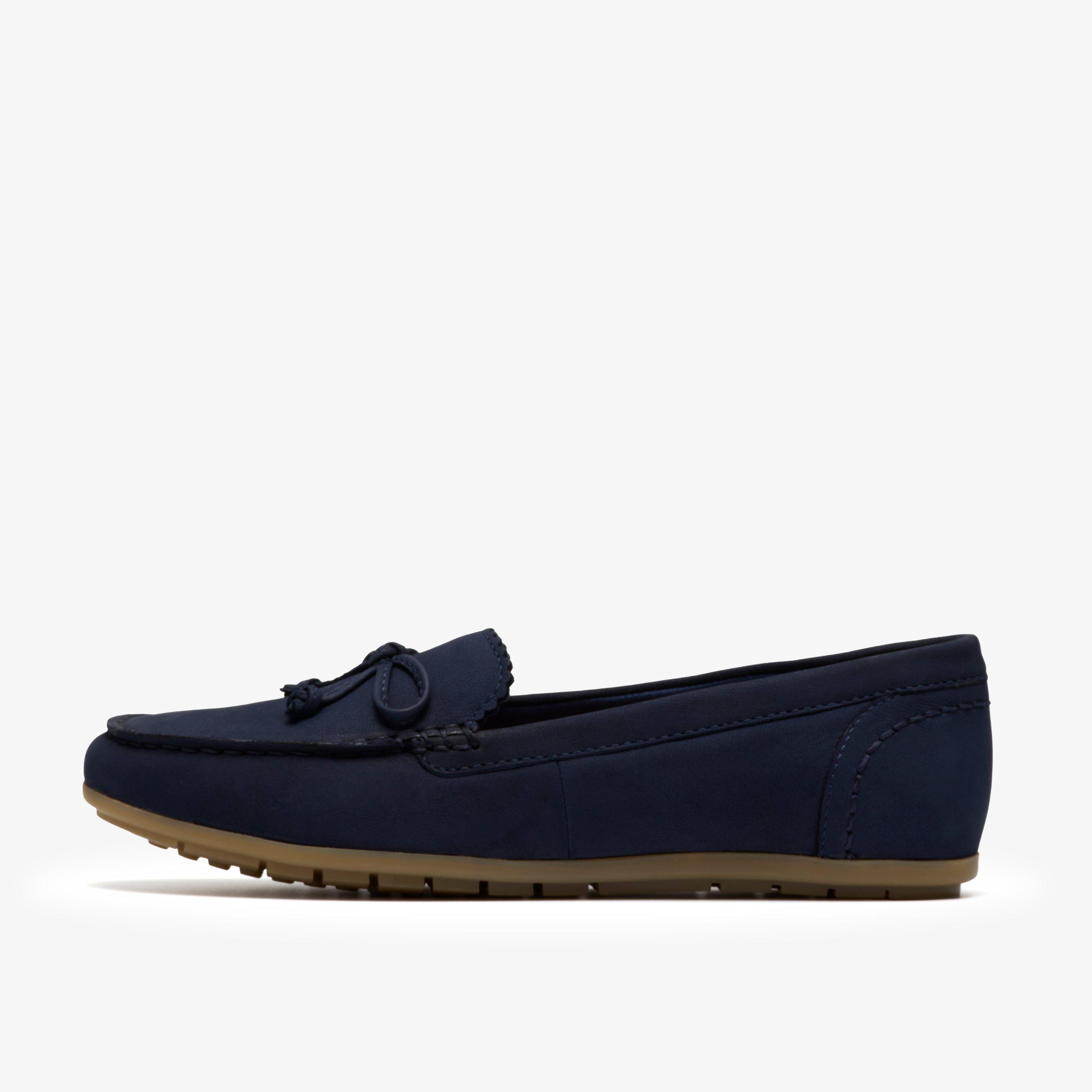 Womens Elliotte Sail Navy Nubuck Loafers, Slip Ons, Moccasins | Clarks UK