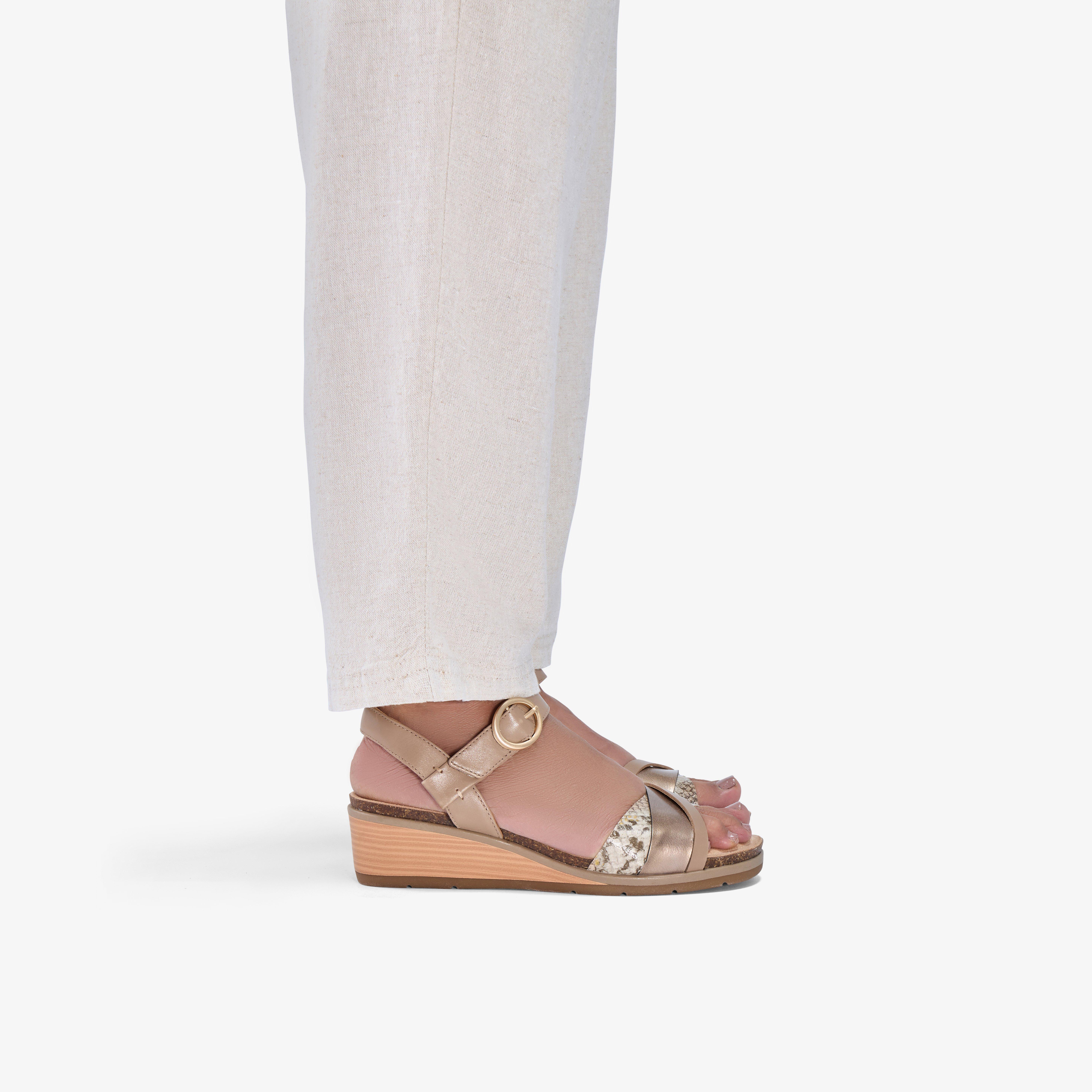 Womens Kacha Twist Taupe Combination Leather Wedges | Clarks US
