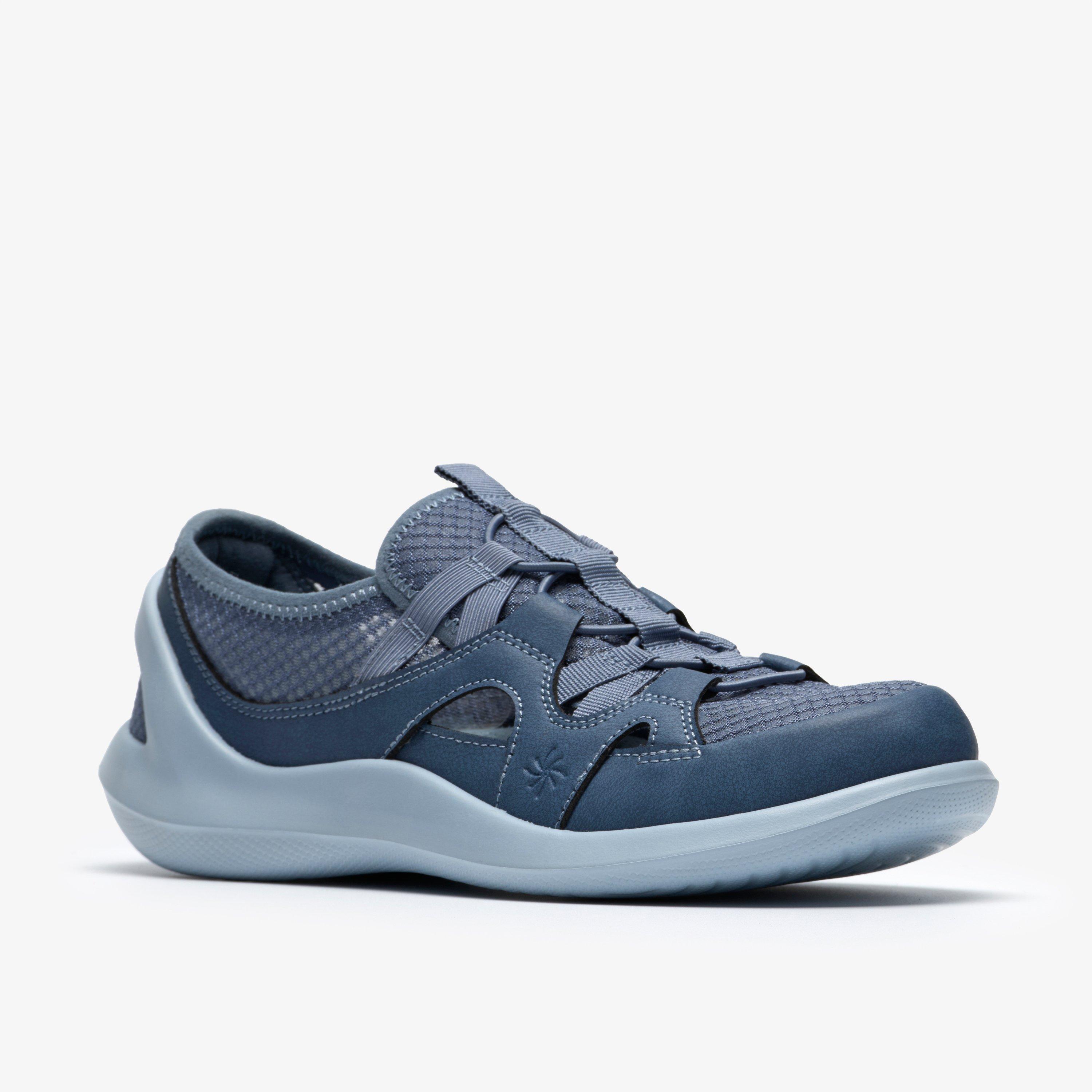 Womens Solevana Step Blue Grey Slip-Ons | Clarks