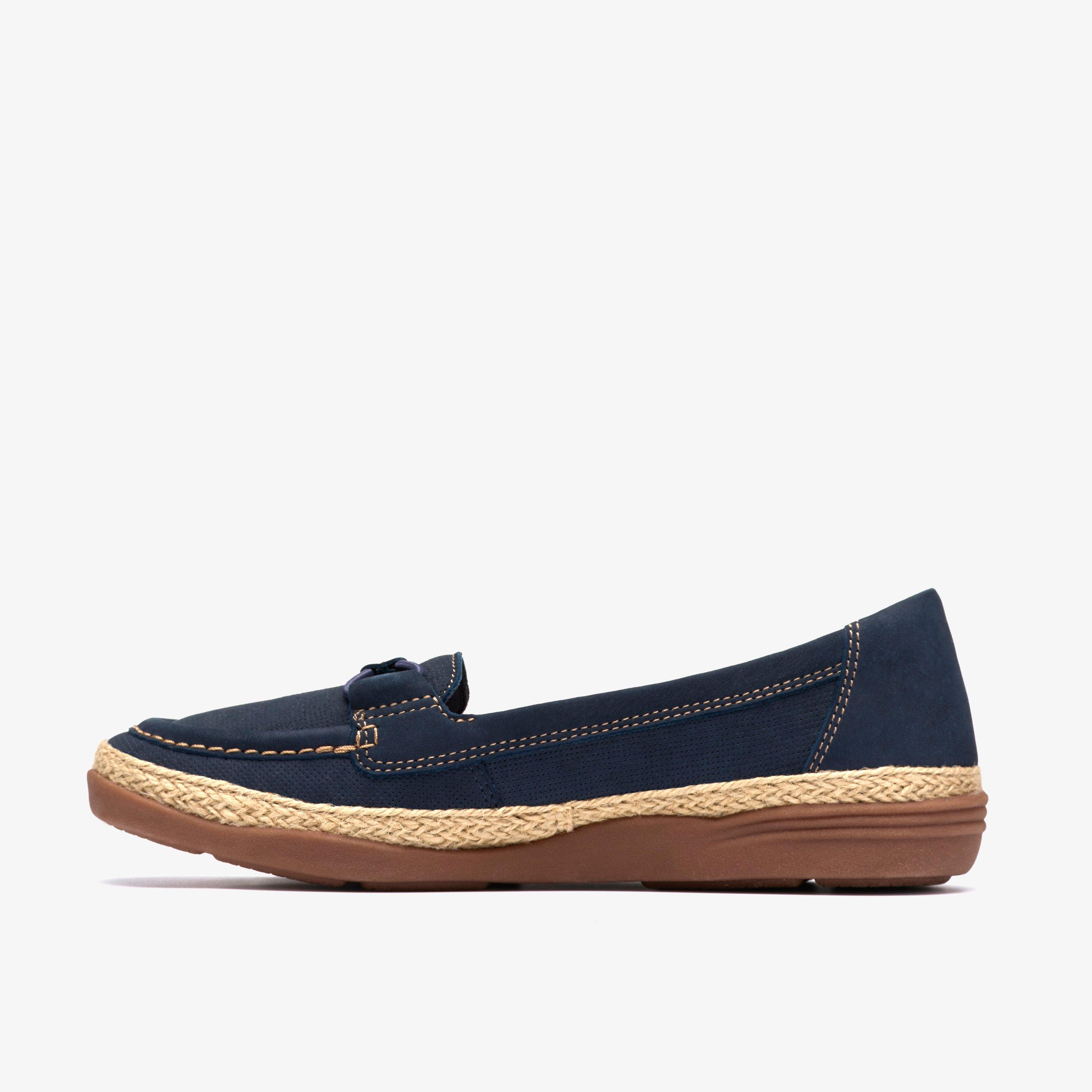 Womens Elaina Milly Navy Nubuck Loafers, Slip Ons | Clarks Outlet